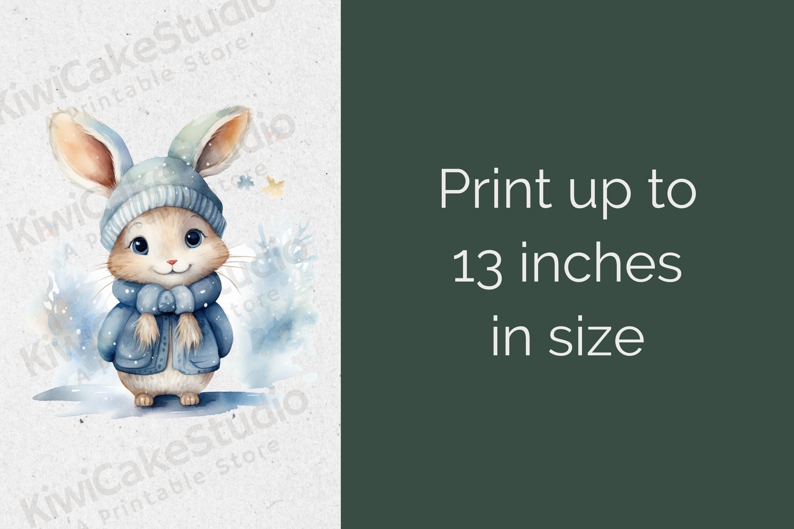 Watercolor Winter Rabbit Clipart, 10 High Quality Jpgs, Commercial Use ...