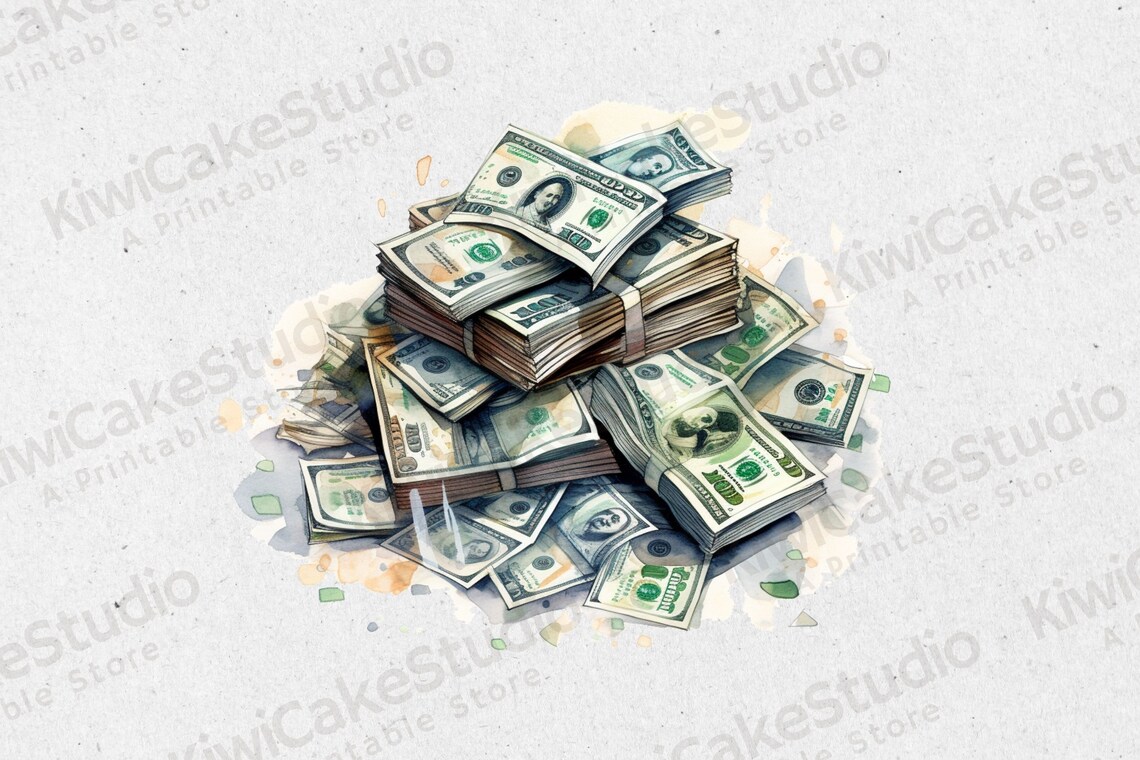 Watercolor Money Clipart, 10 High Quality Jpgs, Commercial Use, Instant ...