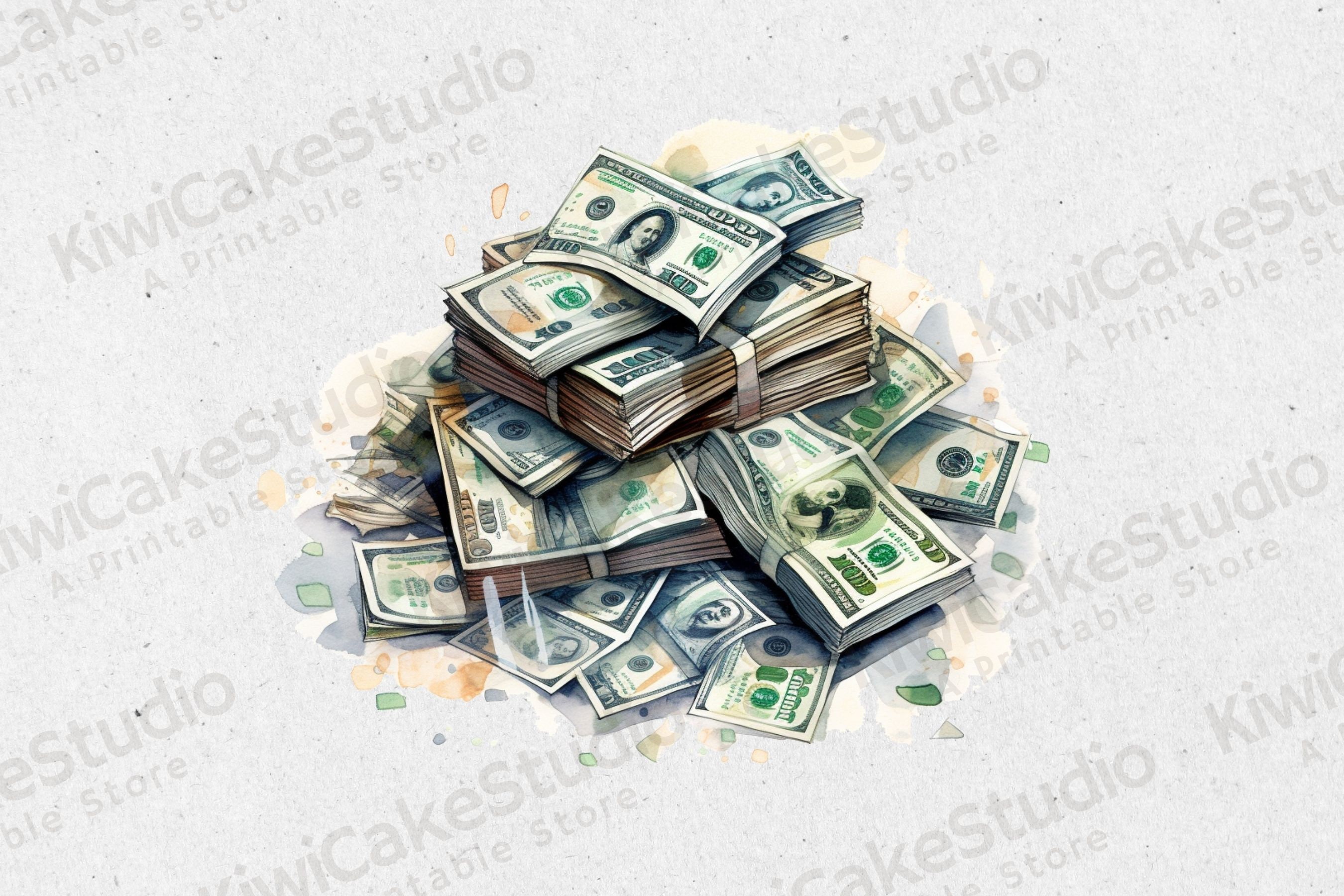 Watercolor Money Clipart, 10 High Quality Jpgs, Commercial Use, Instant ...