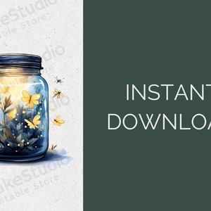 Watercolor Firefly Jars Clipart, 10 High Quality Jpgs, Commercial Use ...