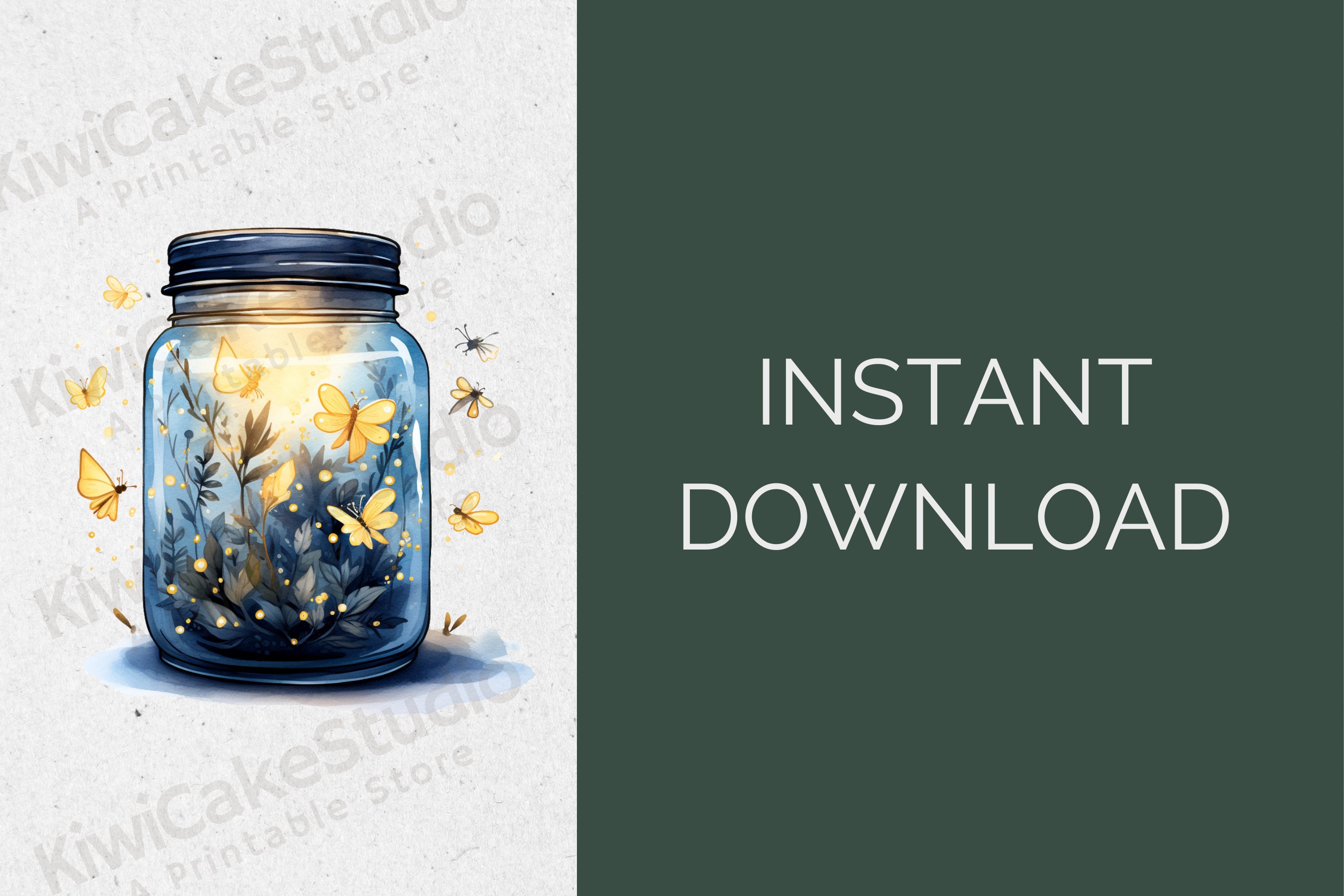Watercolor Firefly Jars Clipart, 10 High Quality Jpgs, Commercial Use ...