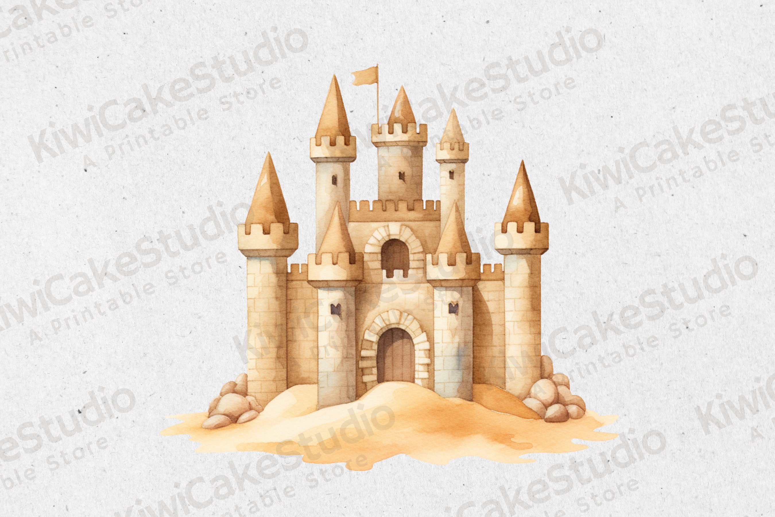 Watercolor Sandcastle Clipart, 10 High Quality Jpgs, Commercial Use ...