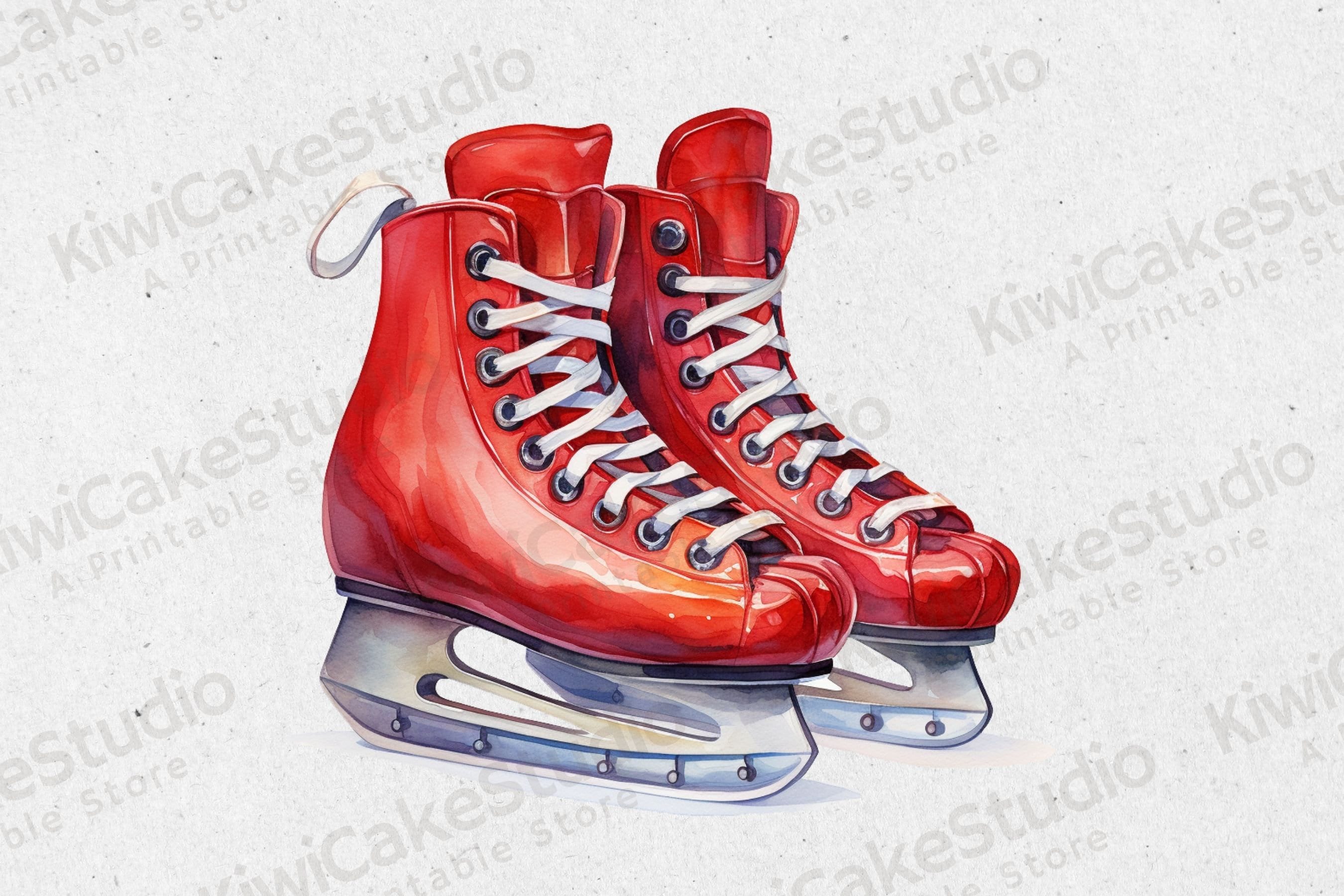Watercolor Ice Skate Shoes Clipart, 10 High Quality Jpgs, Commercial ...