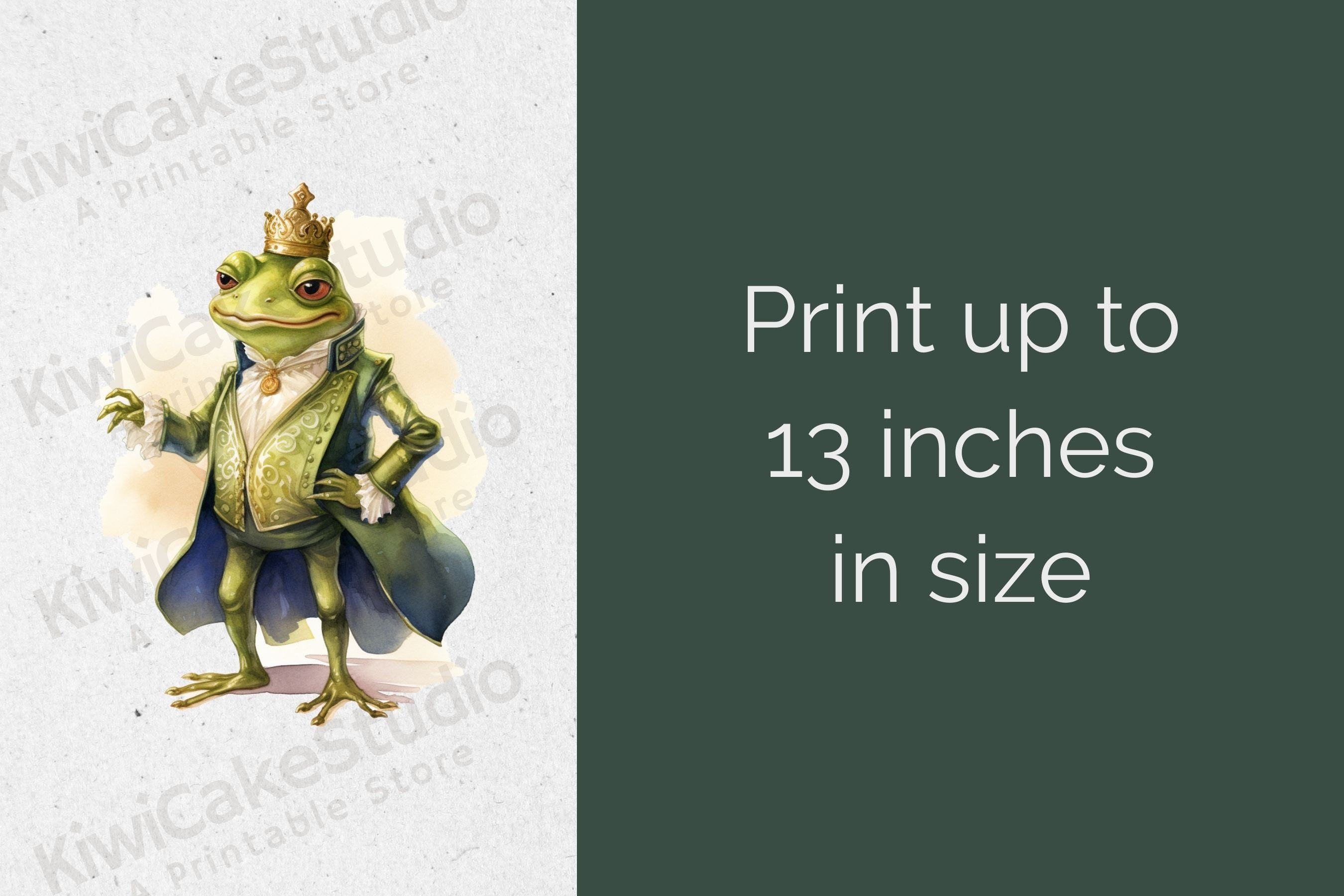 Watercolor Frog Prince Clipart, 10 High Quality Jpgs, Commercial Use ...