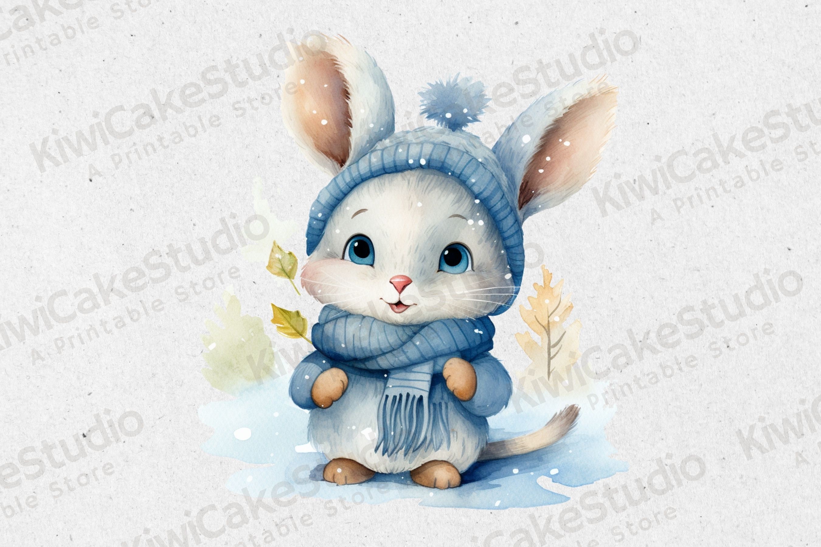 Watercolor Winter Rabbit Clipart 10 High Quality Jpgs - Etsy