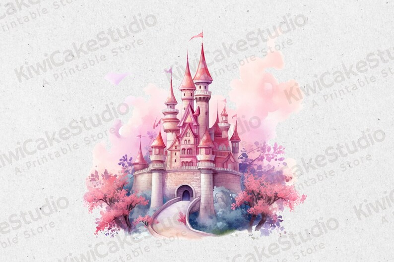 Pink Princess Castle Clipart JPG 10 High Quality Jpgs - Etsy