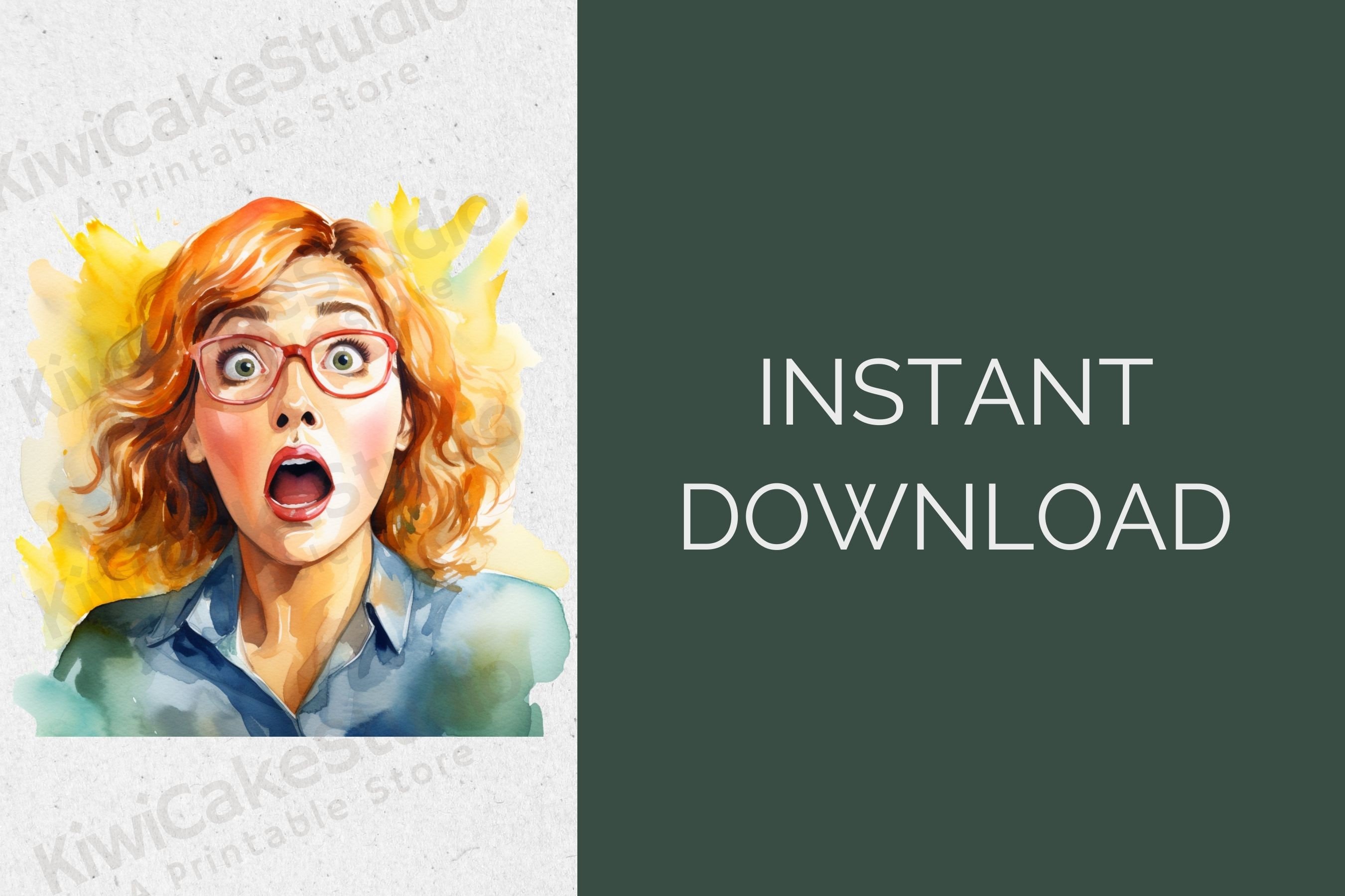 Watercolor Surprised Clipart, 10 High Quality Jpgs, Commercial Use ...