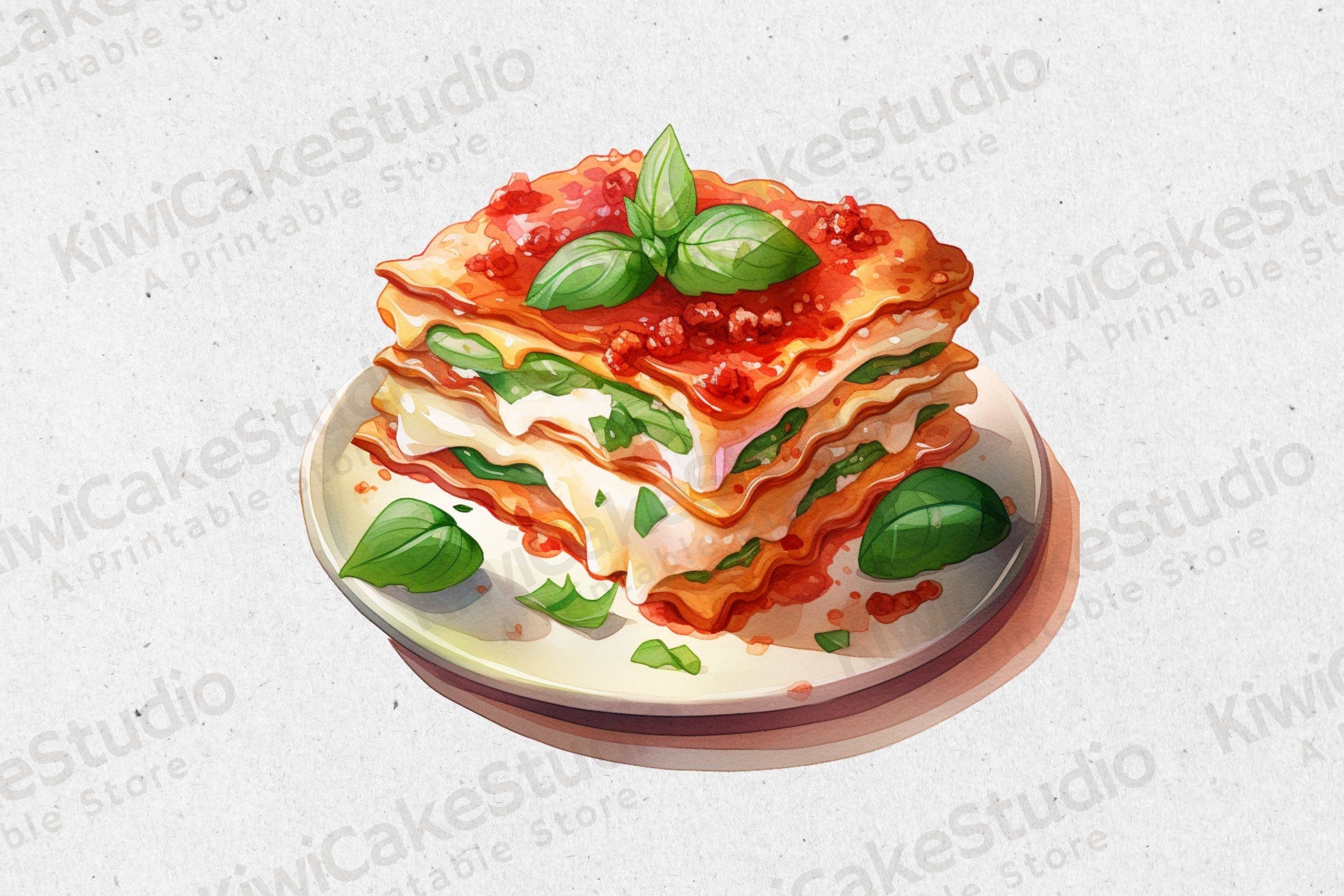 Watercolor Lasagna Clipart, 10 High Quality JPG, Commercial Use ...