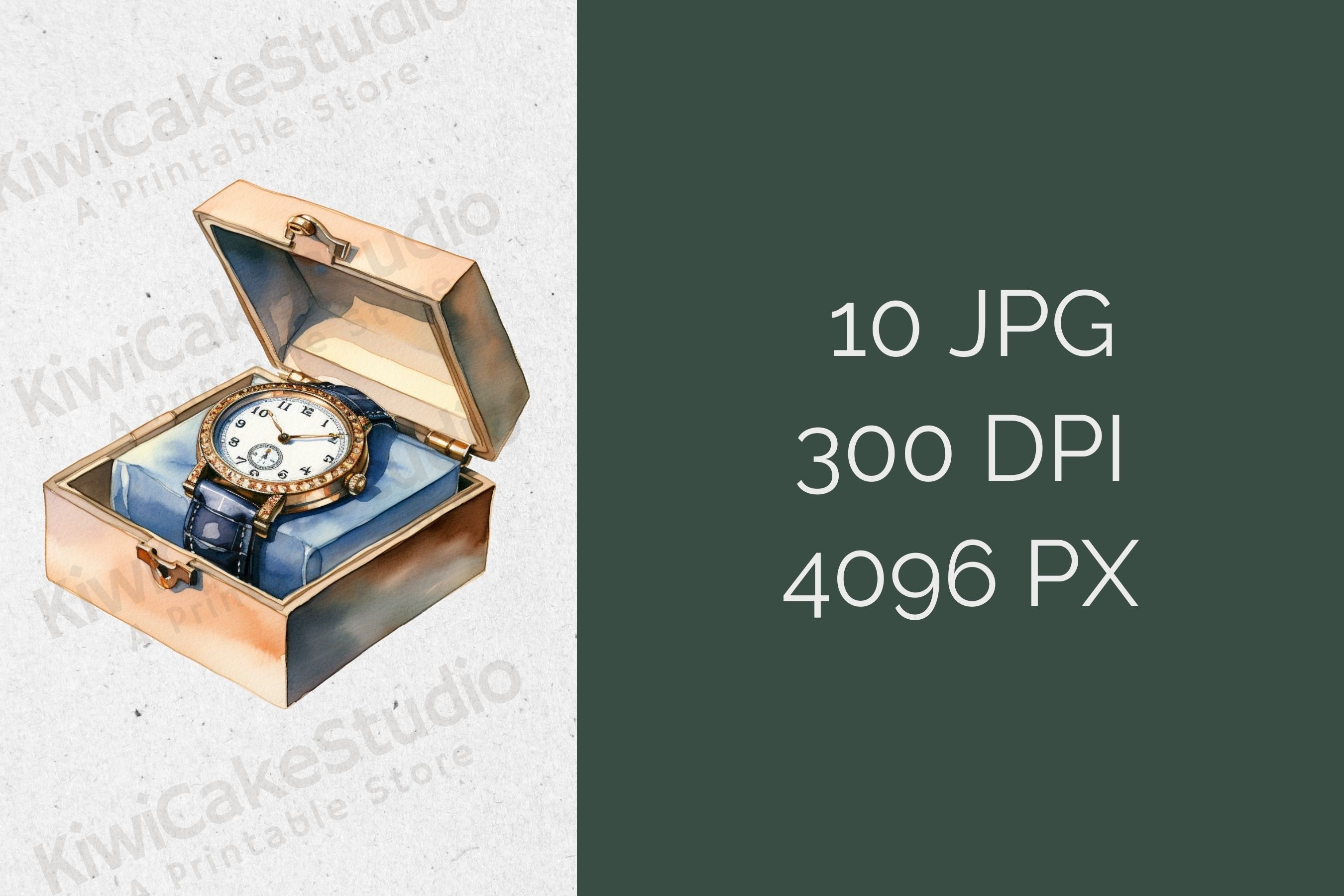 Watercolor Luxury Watch Clipart, 10 High Quality Jpgs, Commercial Use ...