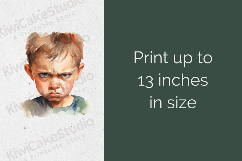 Watercolor Angry Child Clipart, 10 High Quality Jpgs, Commercial Use ...