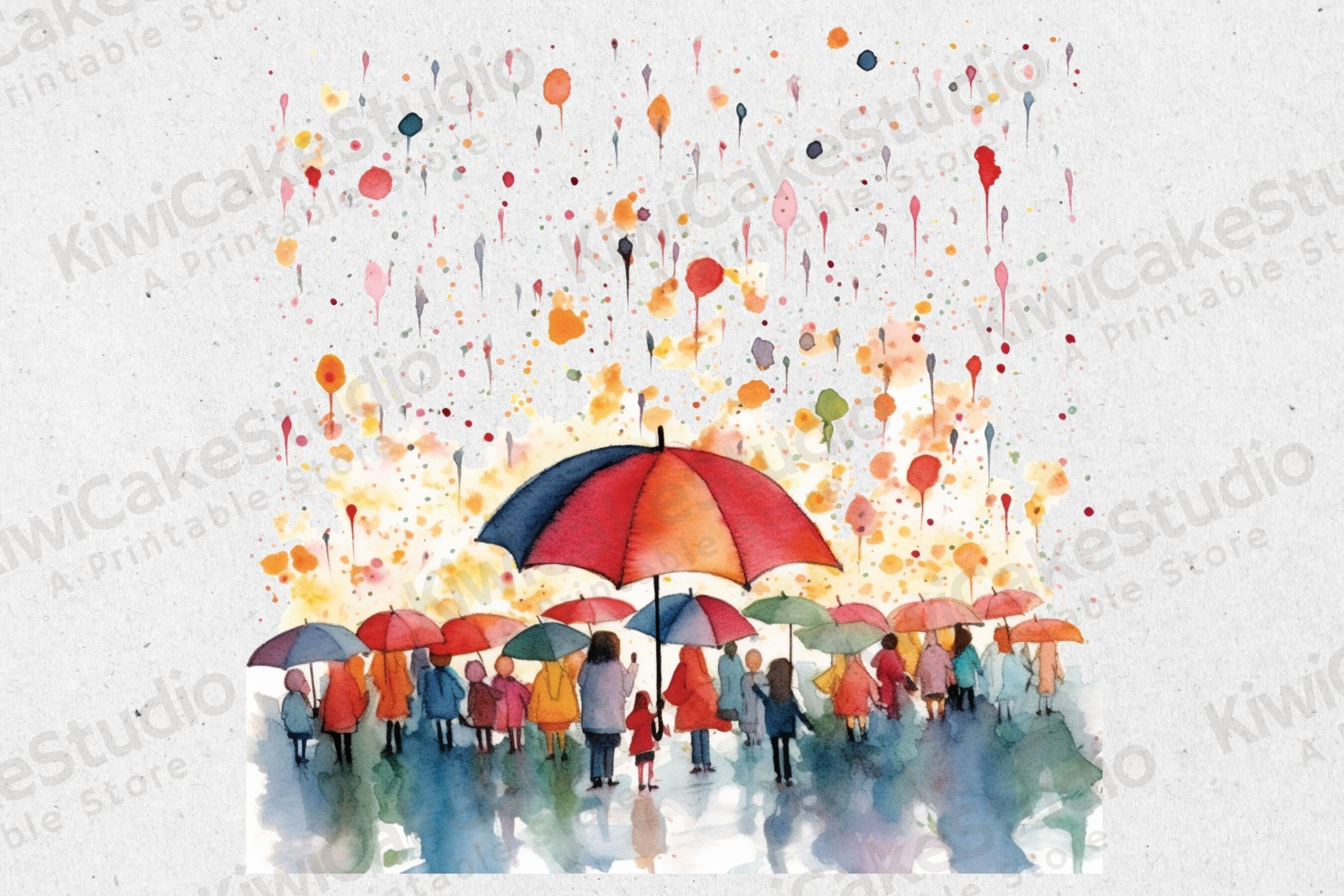 Watercolor Raining Clipart, 10 High Quality Jpgs, Commercial Use ...