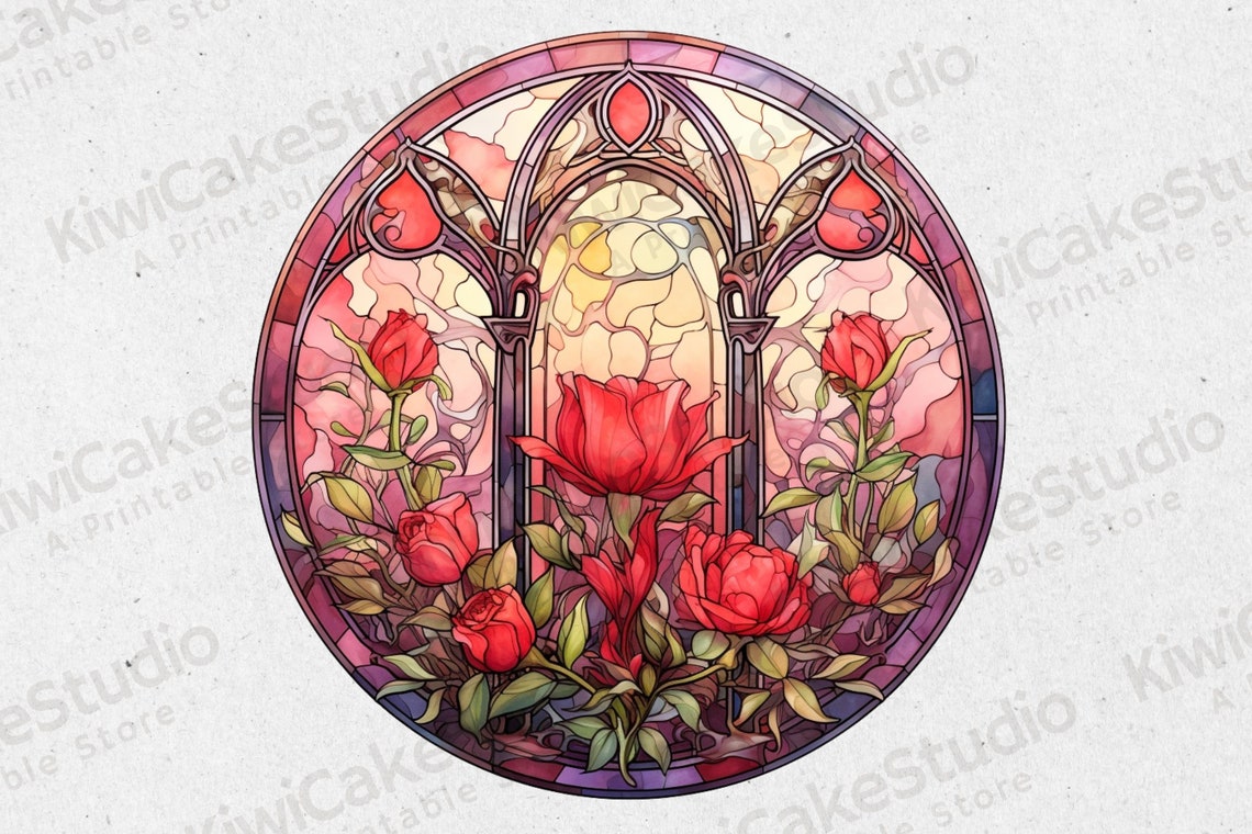 Red Stained Glass Window Clipart, 10 High Quality JPG, Commercial Use ...