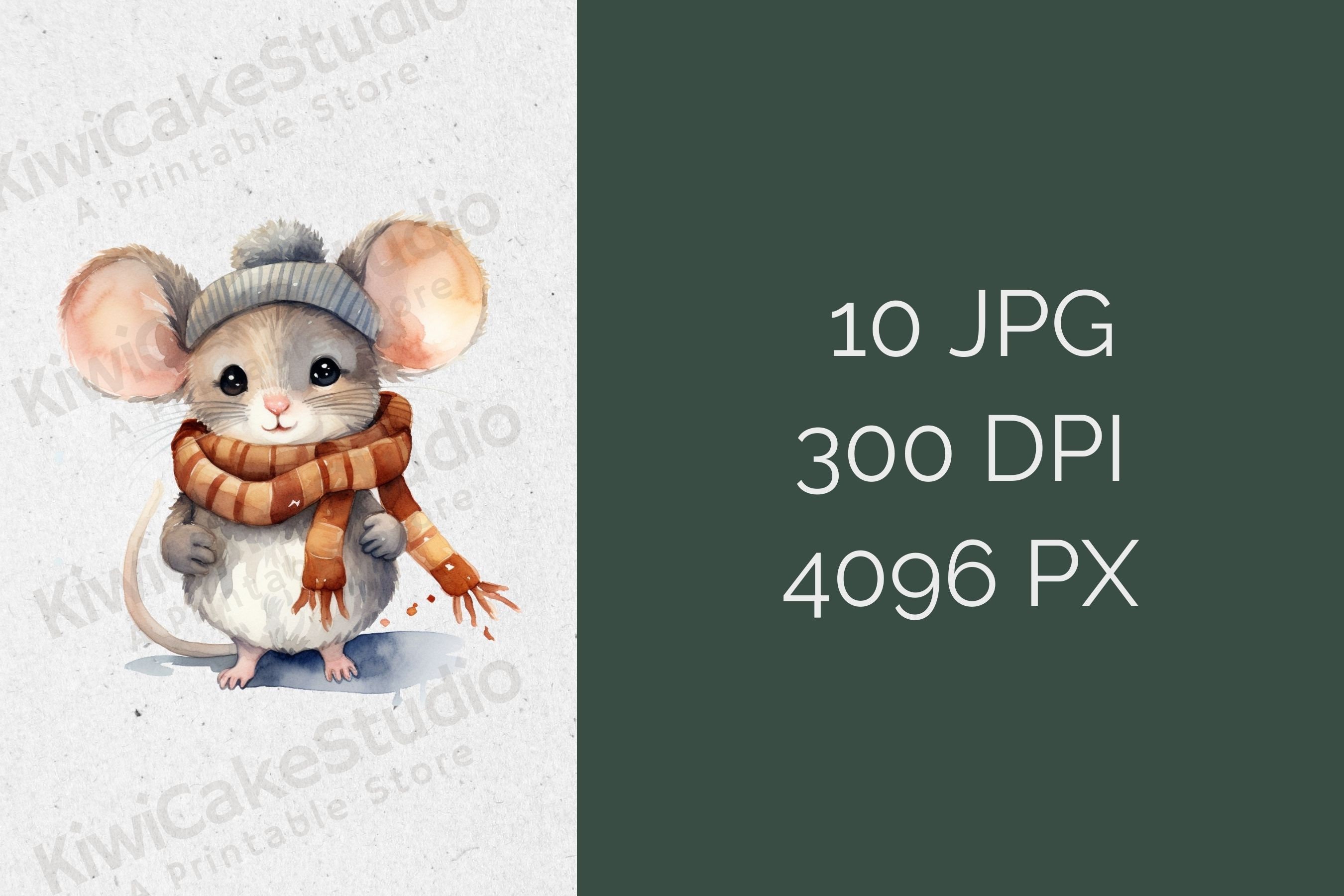 Winter Mouse Clipart, 10 High Quality Jpgs, Commercial Use, Instant ...