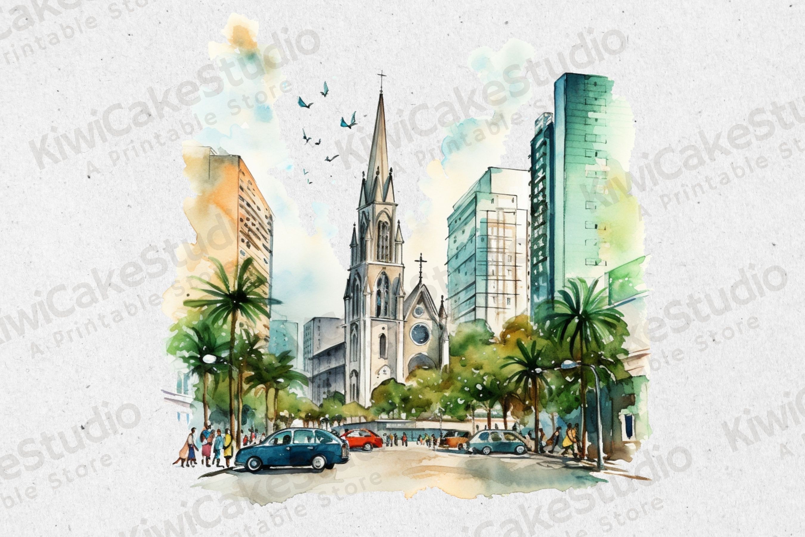 Watercolor Sao Paolo, Brazil Clipart, 10 High Quality Jpgs, Commercial ...