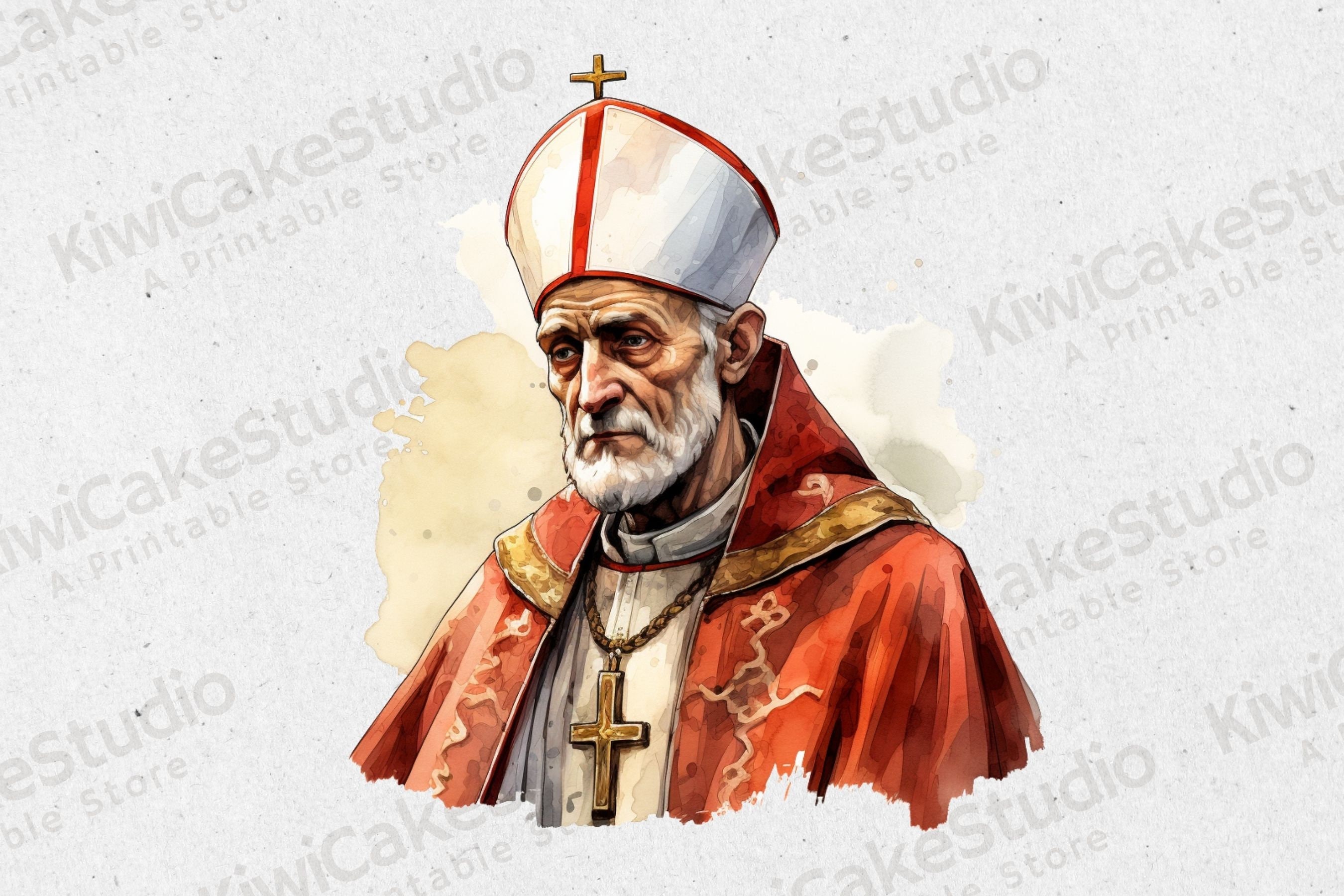 Watercolor Medieval Pope Clipart, 10 High Quality JPG, Commercial Use ...