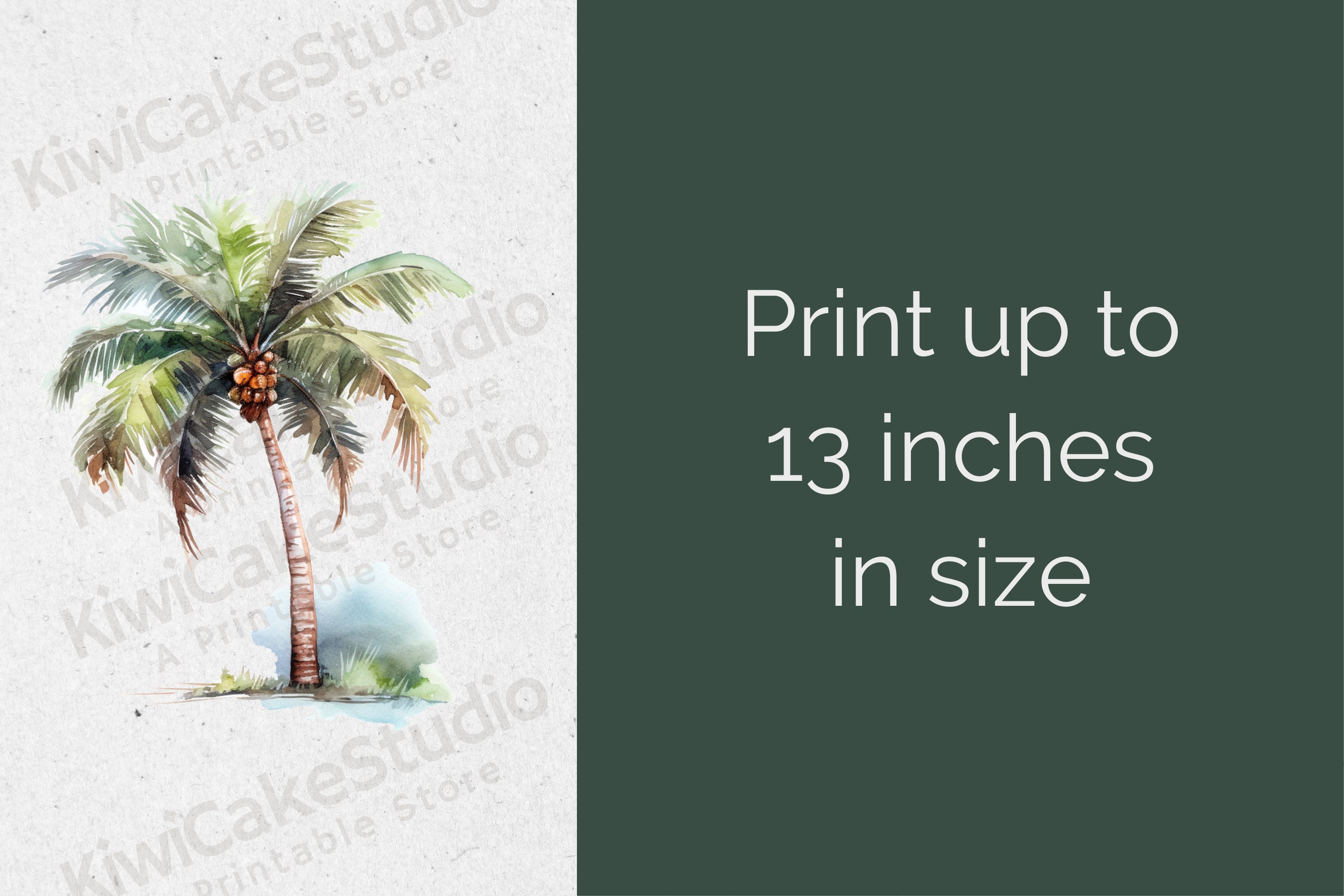 Watercolor Palm Tree Clipart JPG, Tropical Island, Commercial Use ...