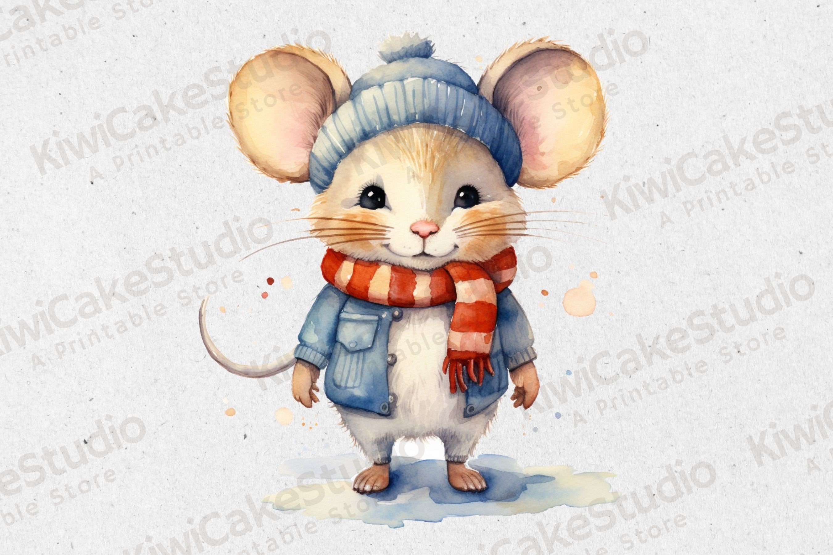 Winter Mouse Clipart, 10 High Quality Jpgs, Commercial Use, Instant ...