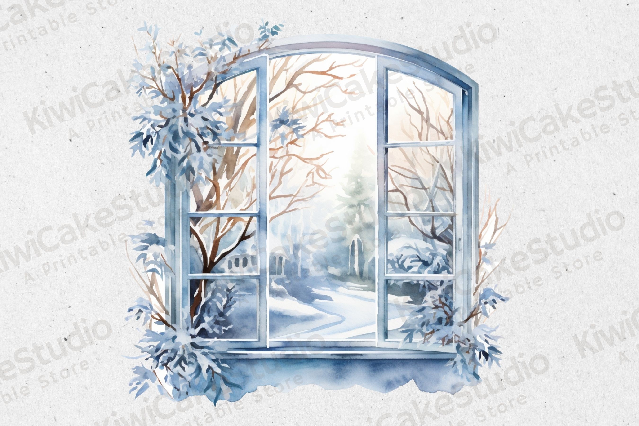 Winter Window Clipart, 10 High Quality Jpgs, Commercial Use, Instant ...