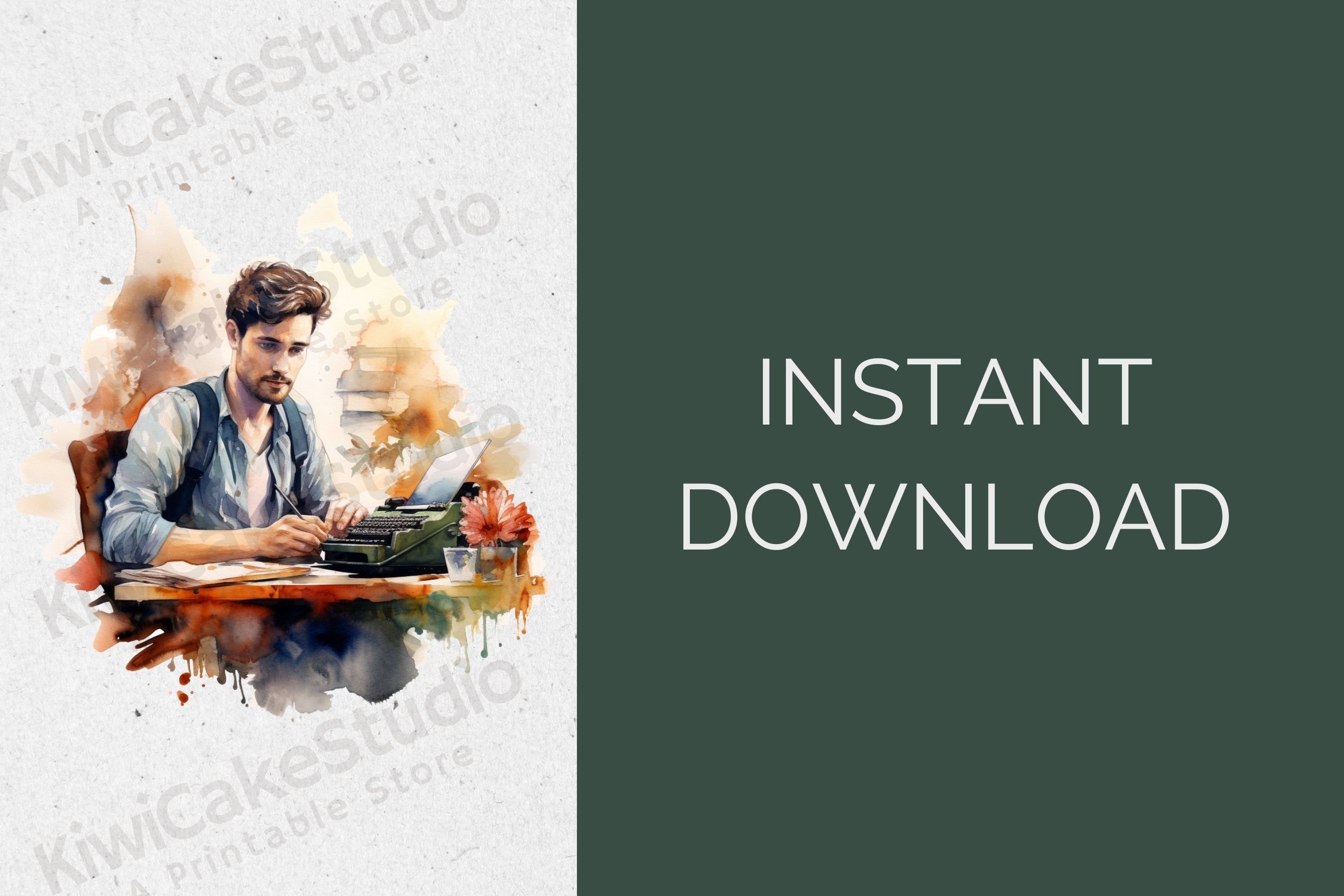 Watercolor Writer Clipart, 10 High Quality Jpgs, Commercial Use ...