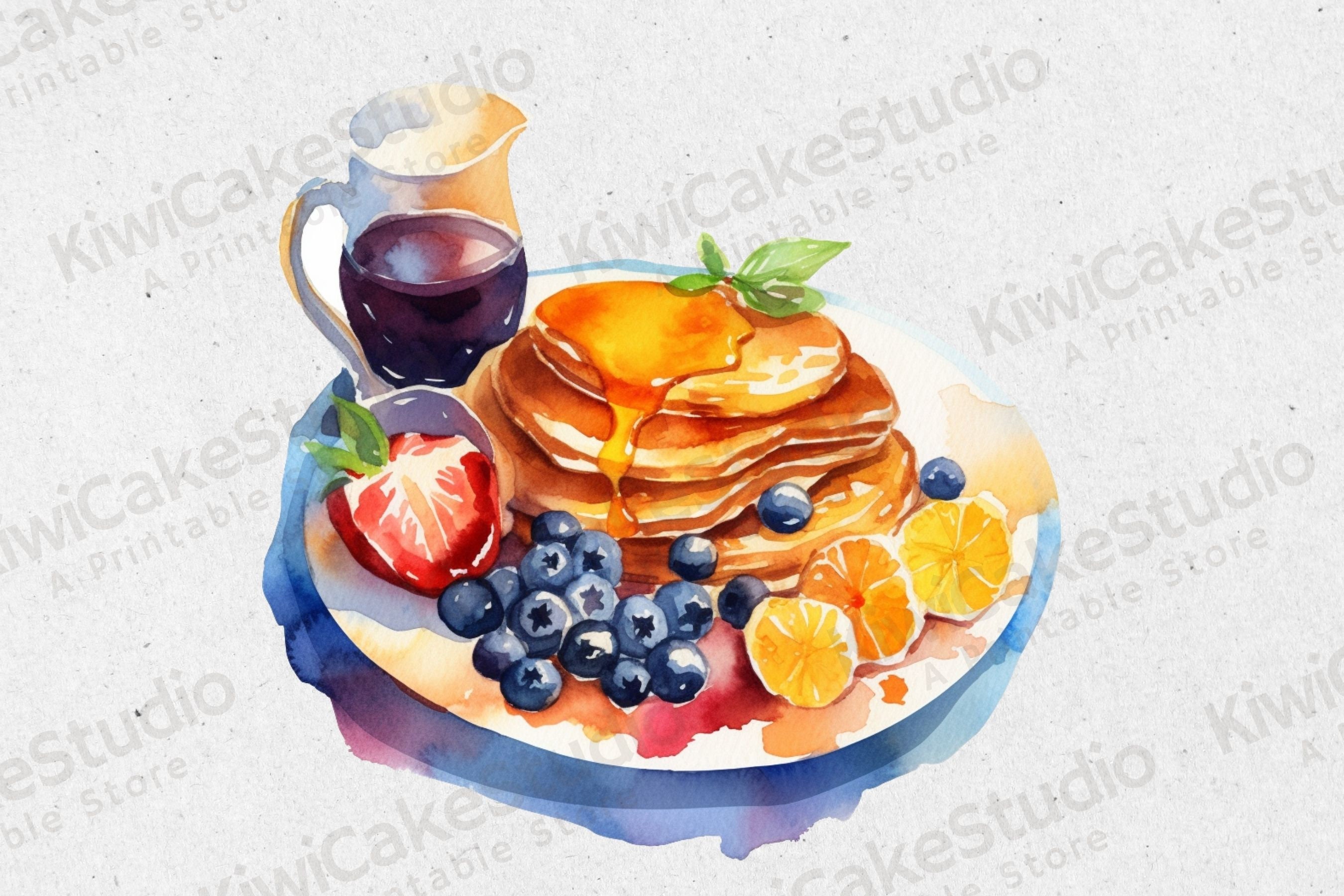 Watercolor Breakfast Clipart, 10 High Quality Jpgs, Commercial Use ...