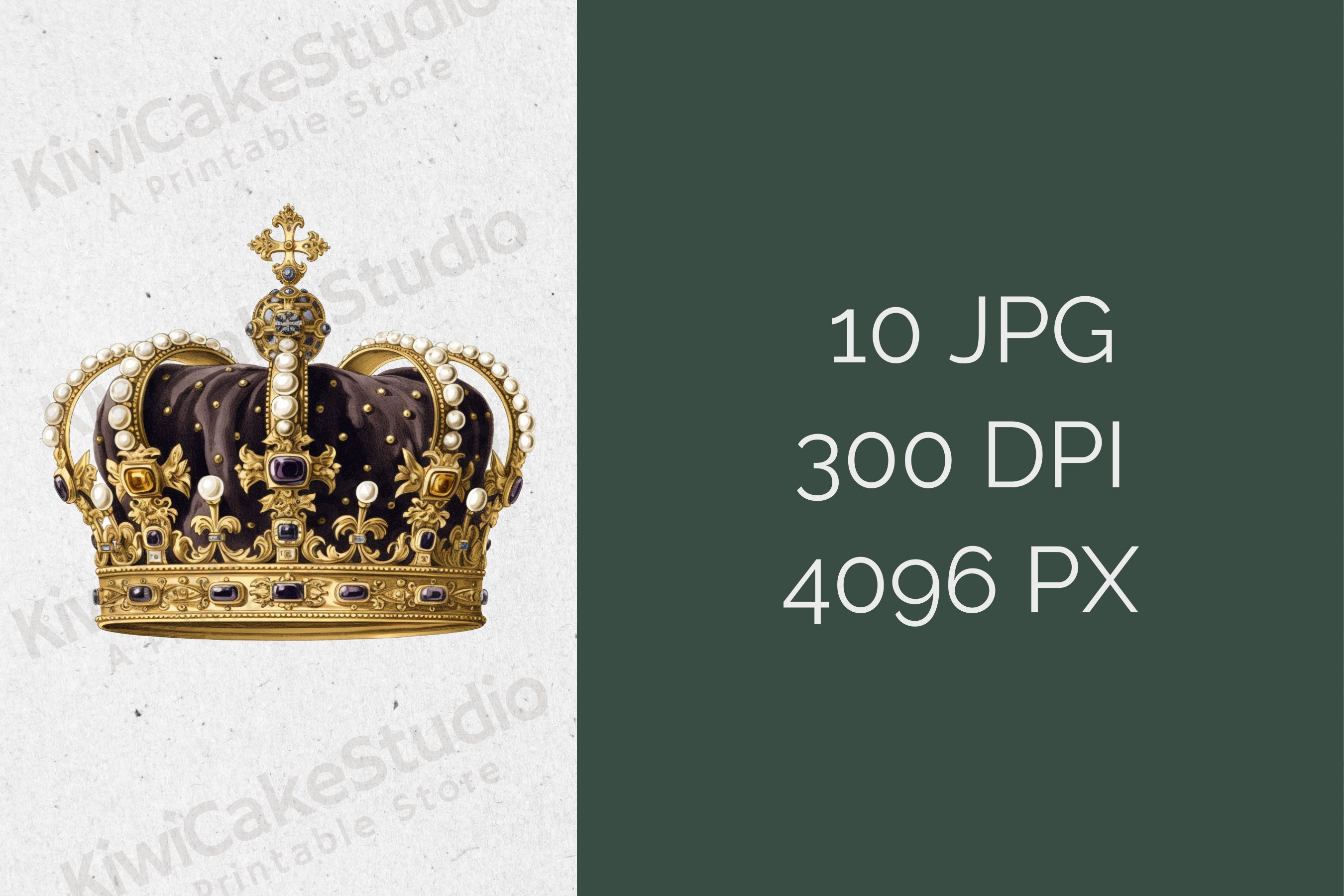 Vintage Gold Crowns Clipart 10 High Quality Jpgs Vintage - Etsy