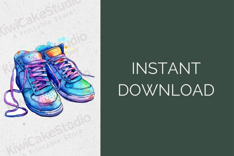 Watercolor Sneakers Clipart, 10 High Quality Jpgs, Commercial Use ...