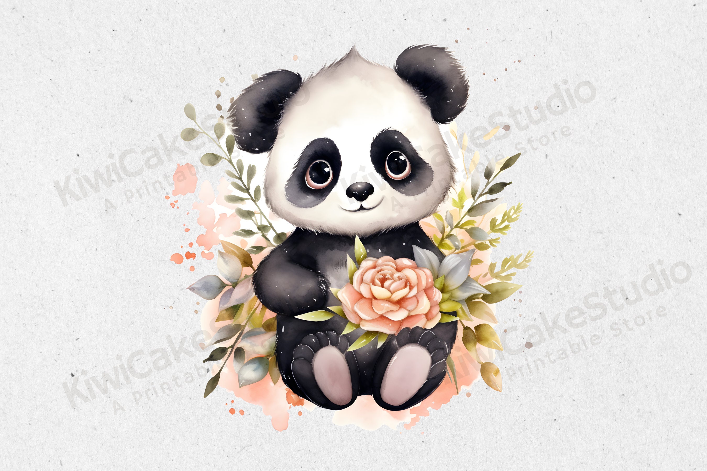 Watercolor Baby Panda Clipart, JPG, Digital Download, Commercial Use ...