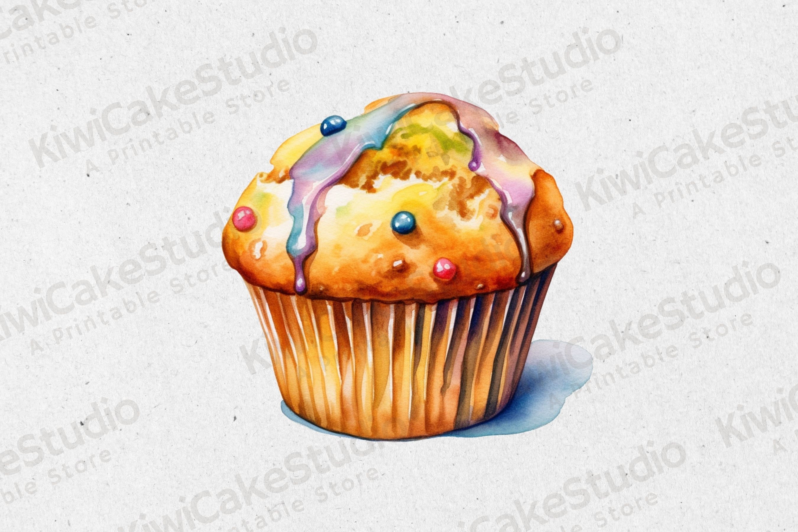 Watercolor Muffin Clipart, 10 High Quality Jpgs, Desserts Cliparts ...