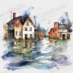 Watercolor Flood Clipart, 10 High Quality Jpgs, Commercial Use, Instant ...