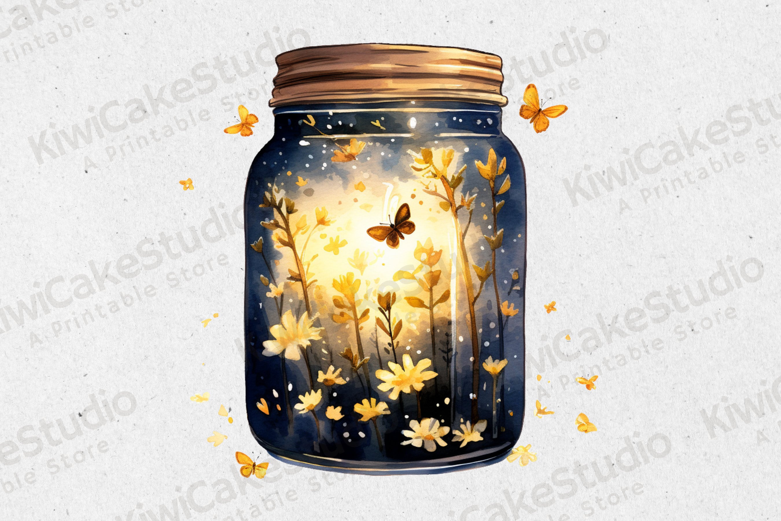 Watercolor Firefly Jars Clipart, 10 High Quality Jpgs, Commercial Use ...