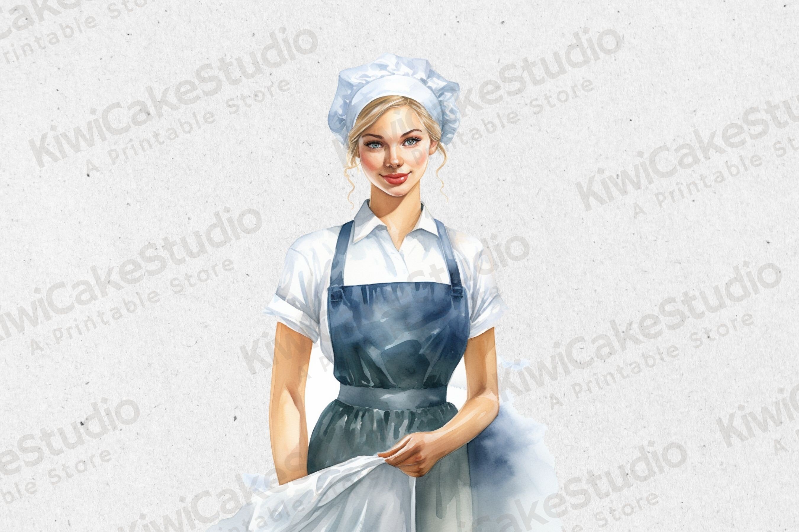 Watercolor Maid Clipart, 10 High Quality Jpgs, Commercial Use, Instant ...