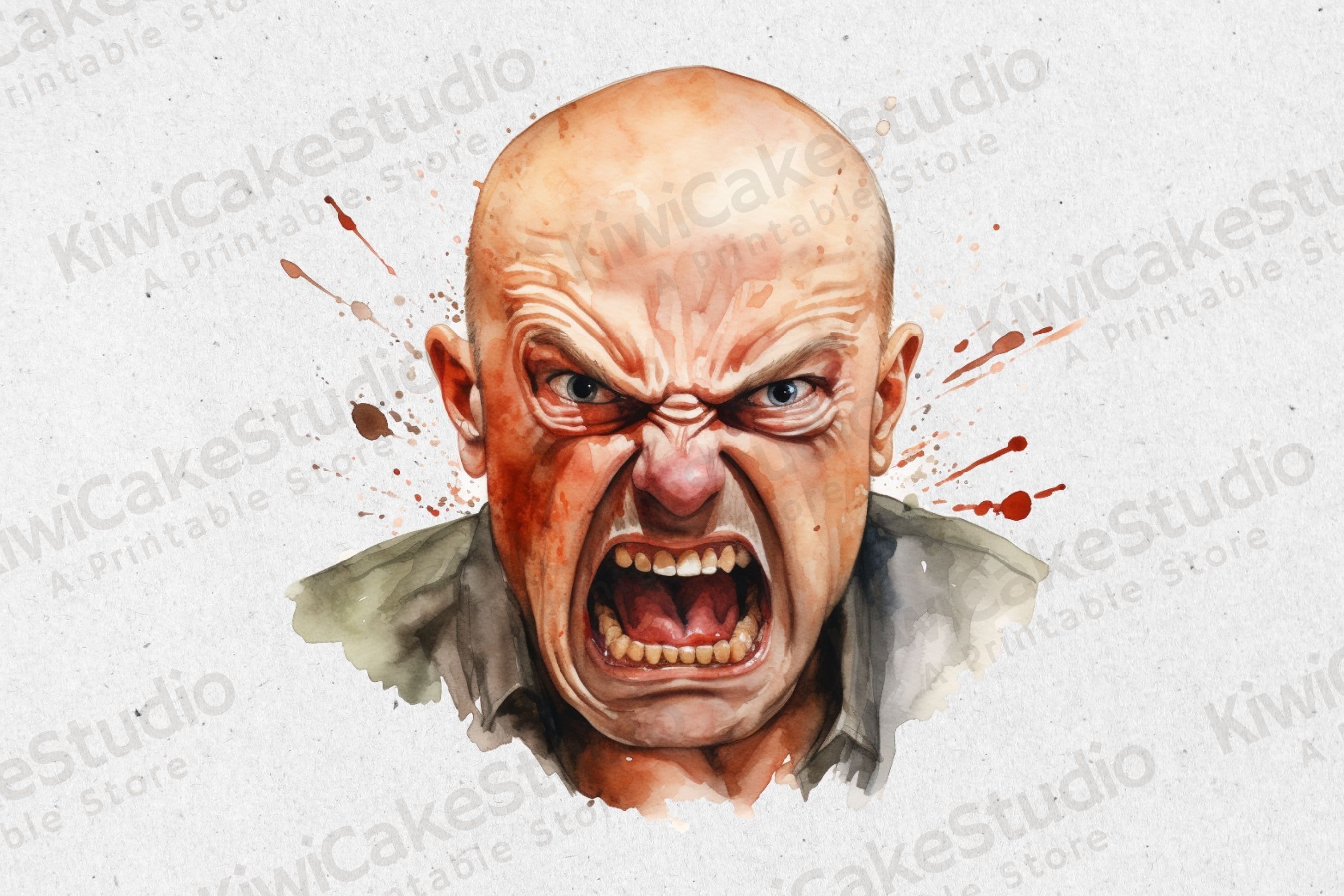 Watercolor Angry Clipart, 10 High Quality Jpgs, Commercial Use, Instant ...