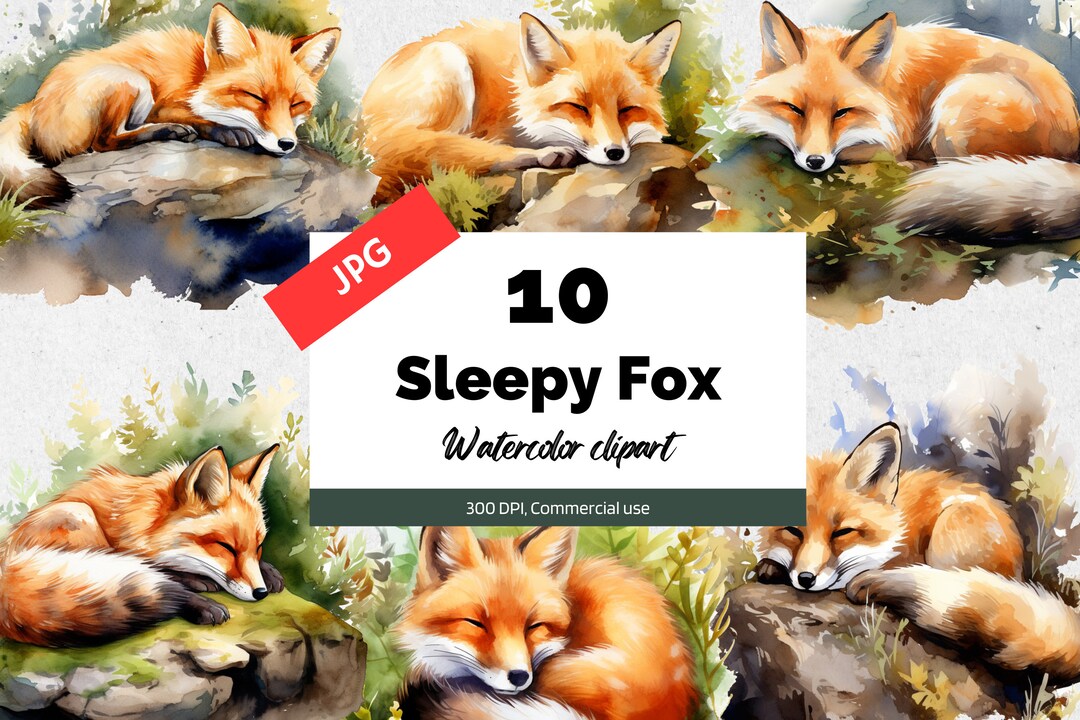 Watercolor Fox Clipart, 10 High Quality Jpgs, Card Making, Nursery Wall ...