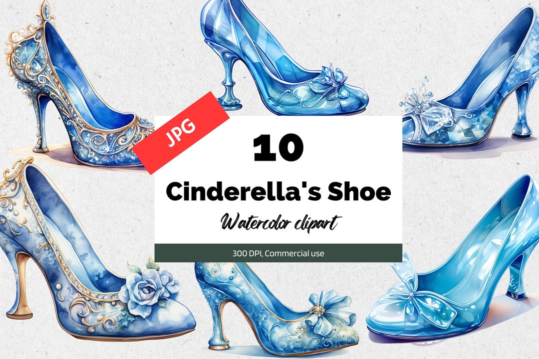 Cinderella's Glass Shoe Clipart, 10 High Quality Jpgs, Commercial Use ...