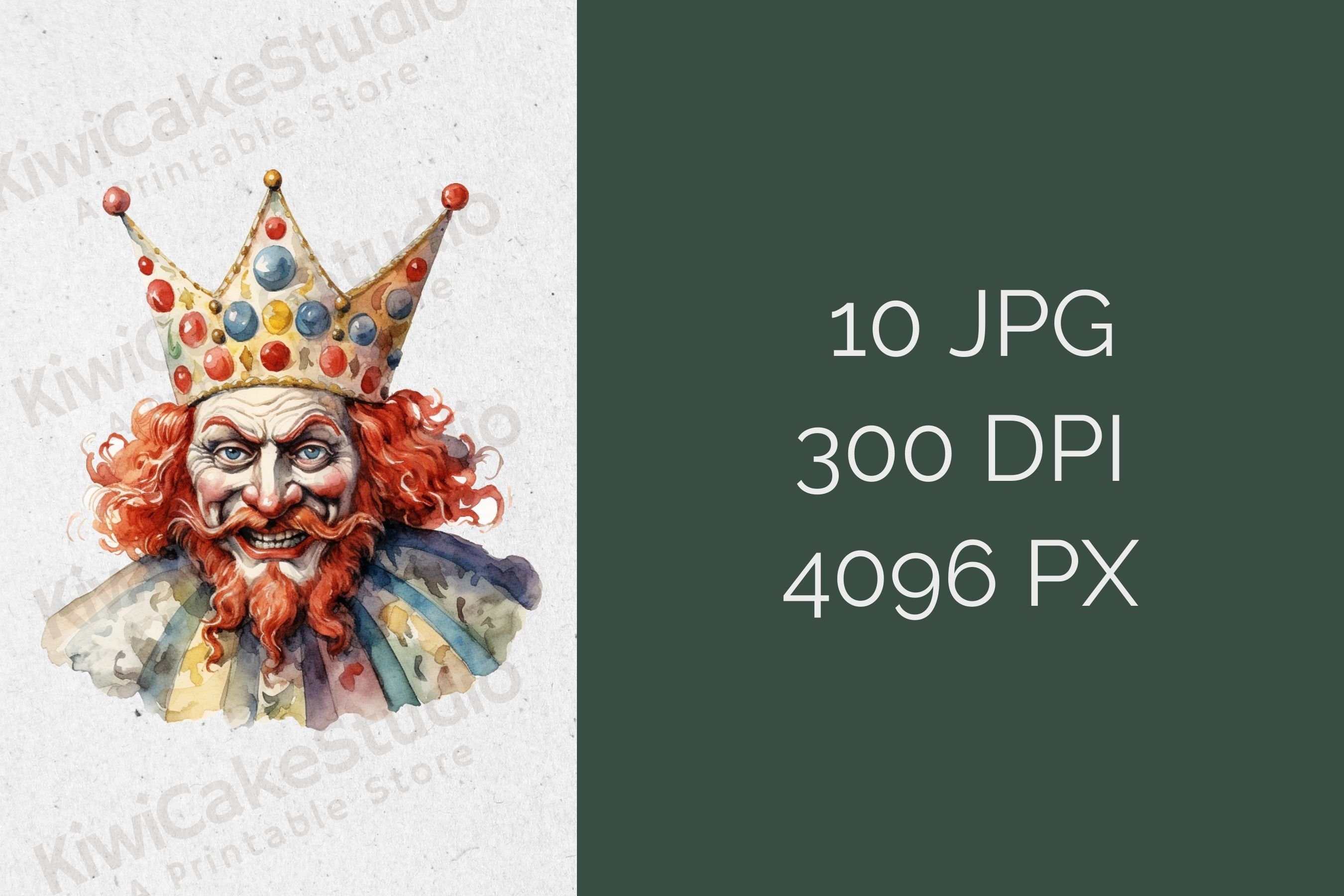 Watercolor Medieval Clown Clipart 10 High Quality Jpgs - Etsy