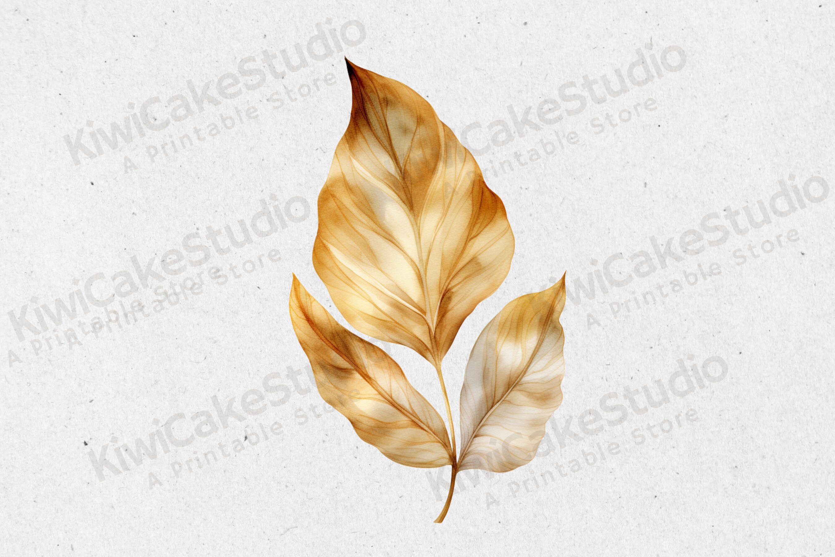 Watercolor Gold Leaf Clipart, 10 High Quality Jpgs, Gold Leaf Clip Art ...
