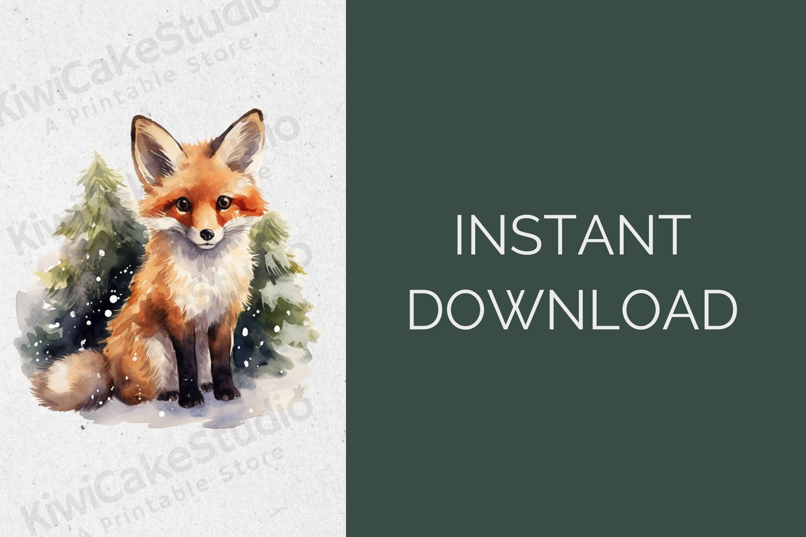 Christmas Fox Clipart, 10 High Quality Jpgs, Commercial Use, Instant ...