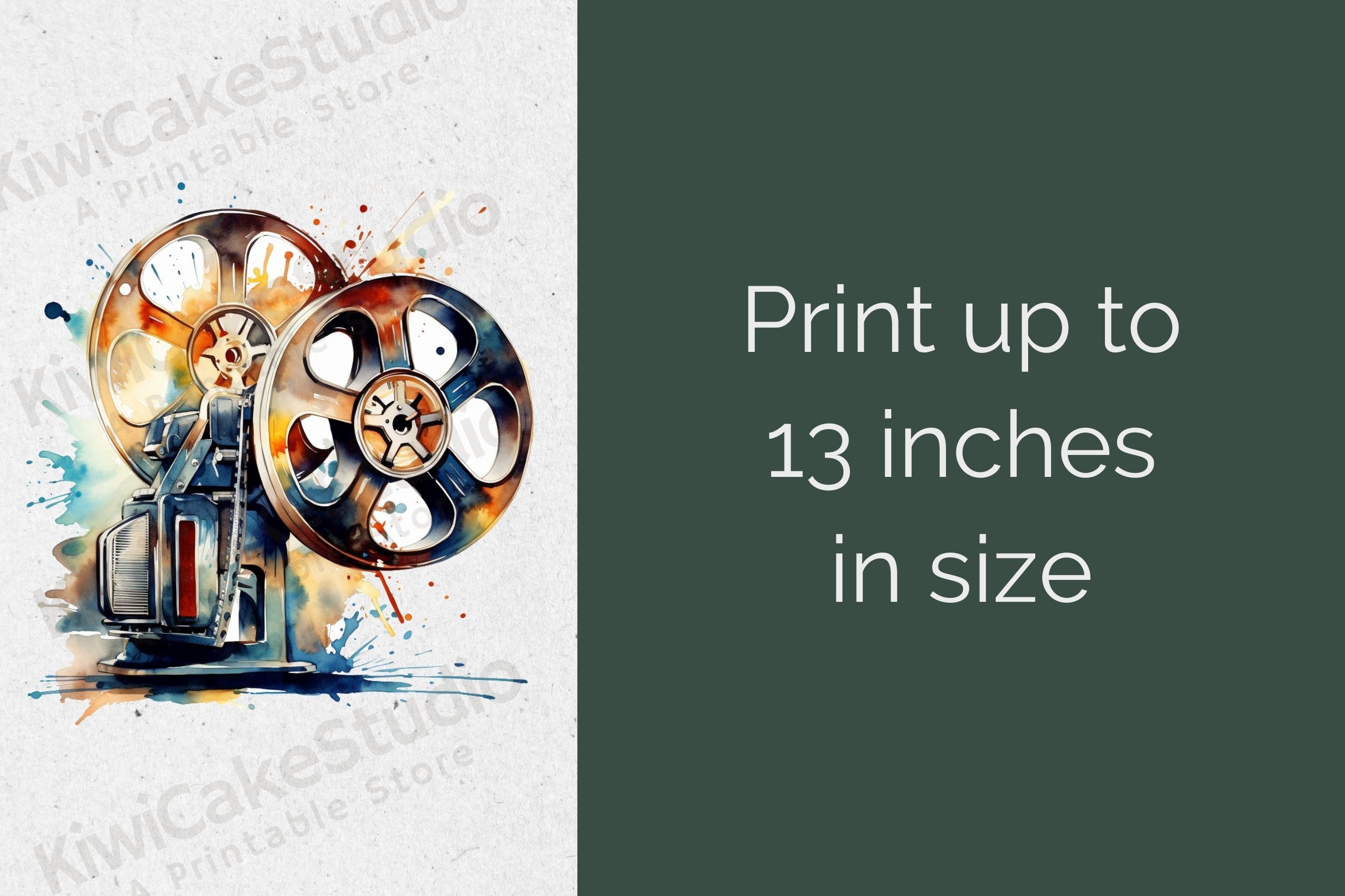 Watercolor Film Reel Clipart, 10 High Quality Jpgs, Commercial Use ...