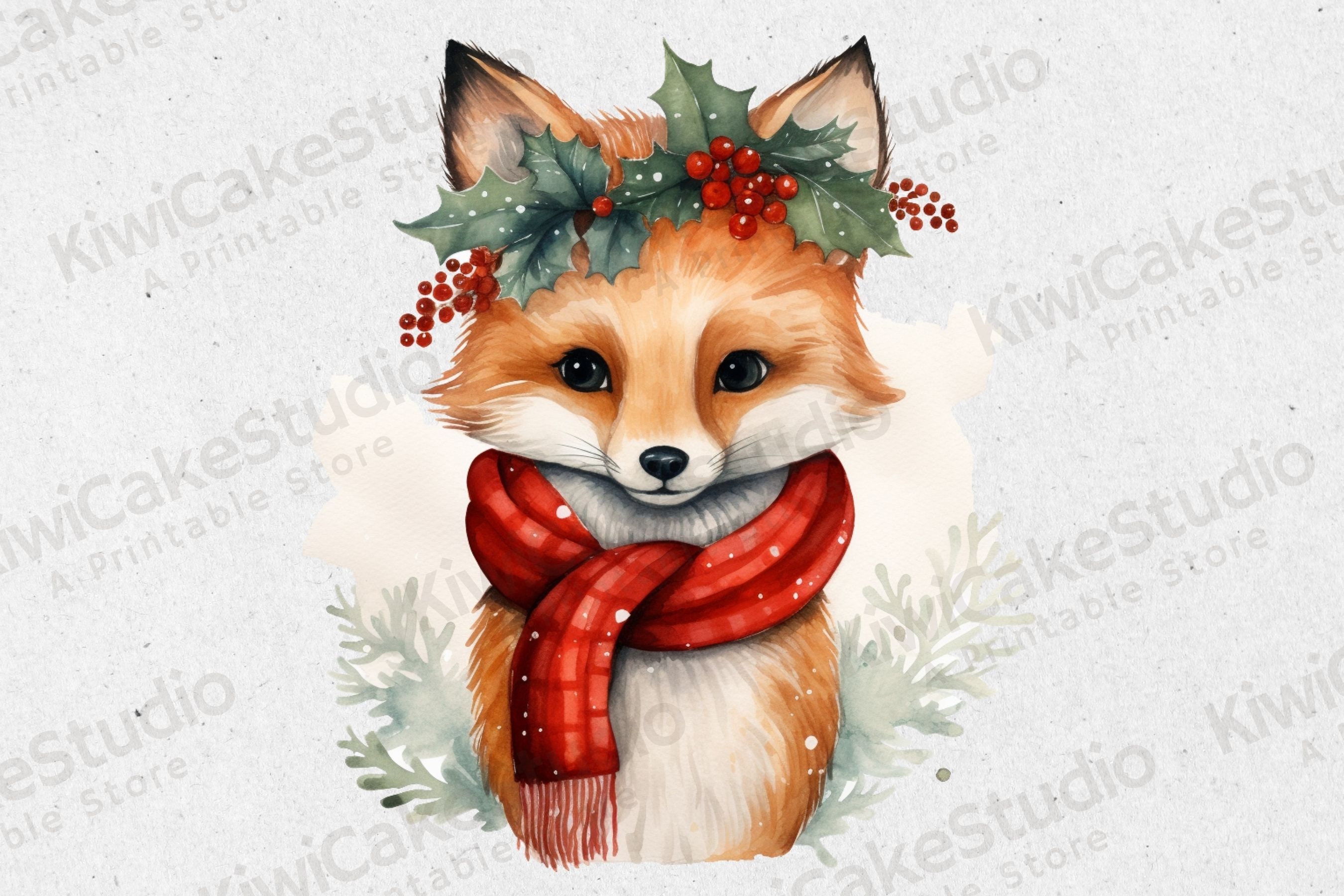 Christmas Fox Clipart, 10 High Quality Jpgs, Commercial Use, Instant ...