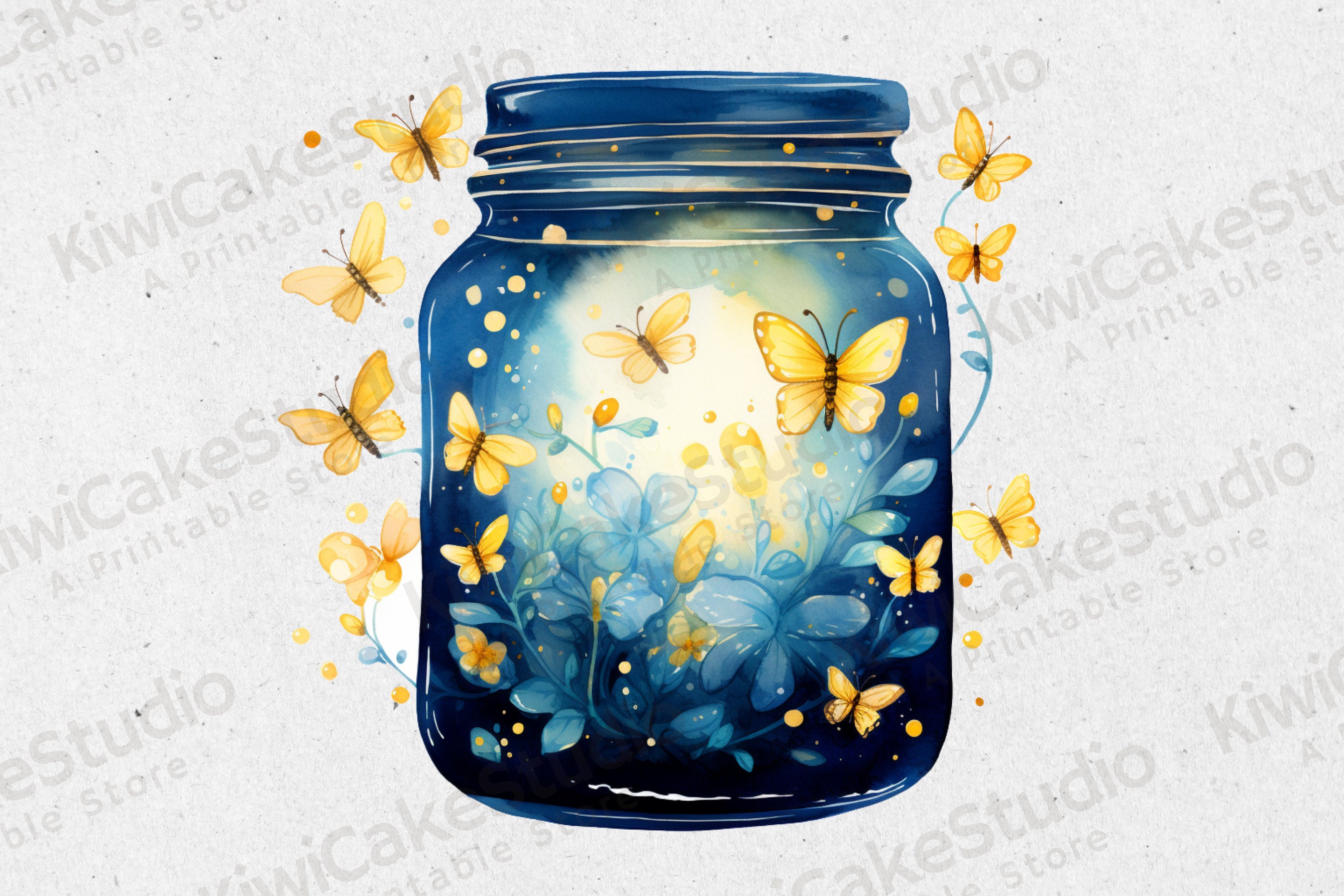 Watercolor Firefly Jars Clipart, 10 High Quality Jpgs, Commercial Use ...