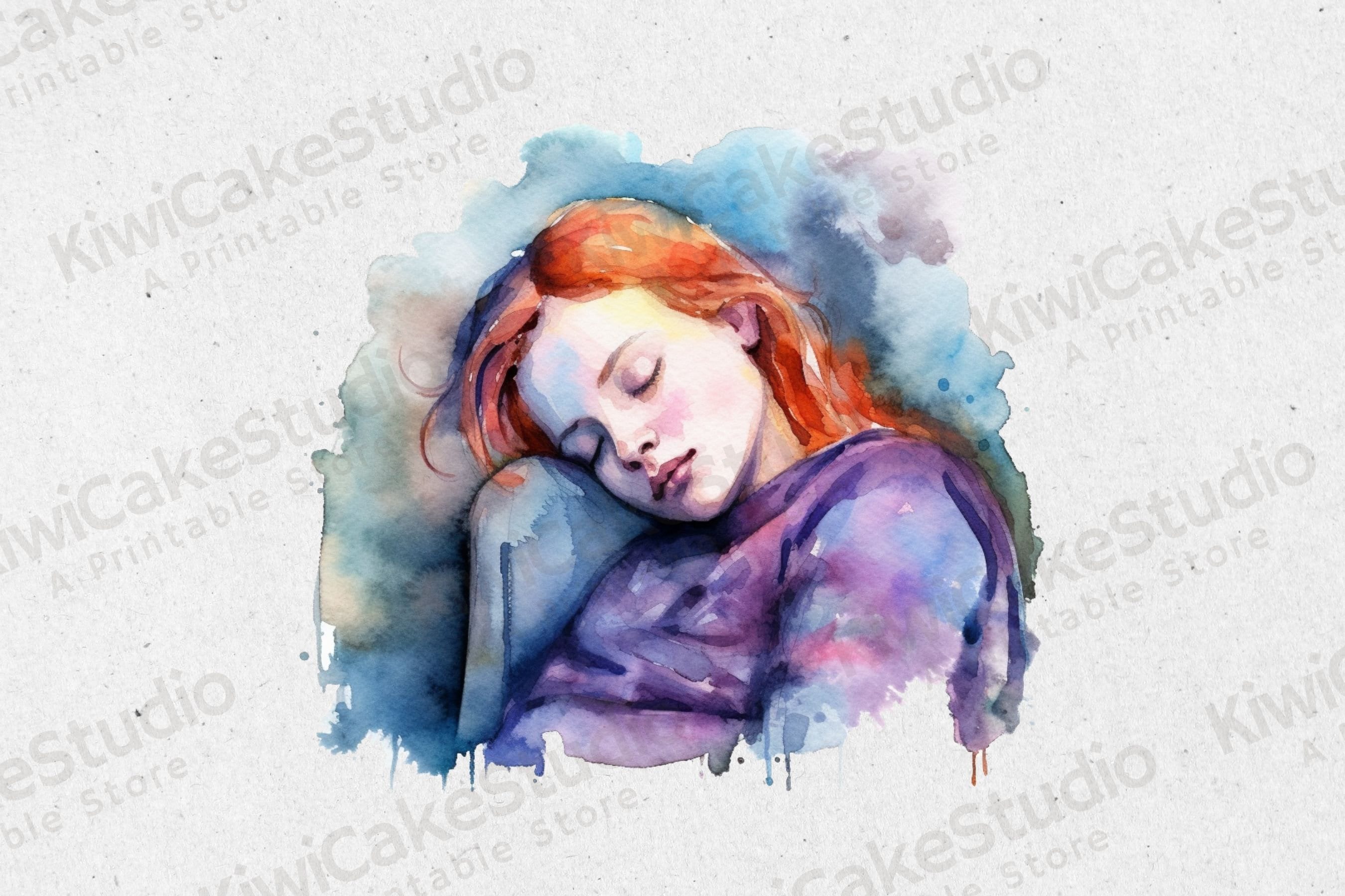 Watercolor Sleeping Person Clipart 10 High Quality Jpgs - Etsy