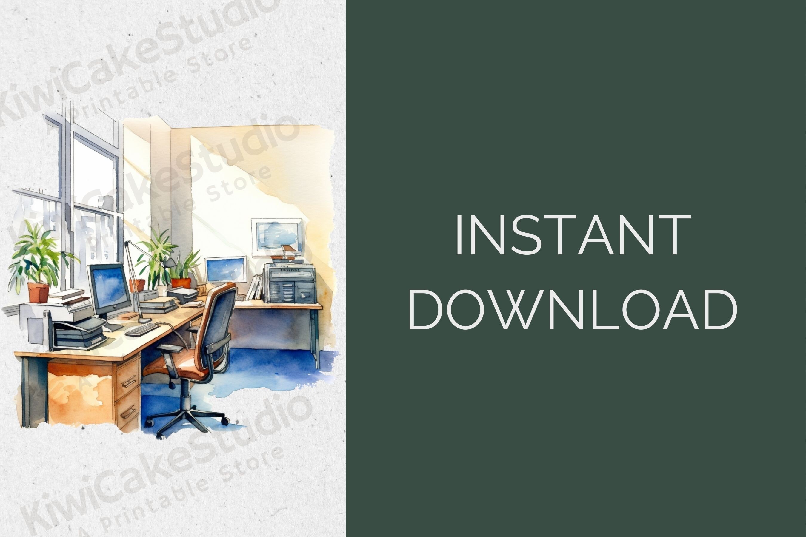 Watercolor Office Clipart, 10 High Quality Jpgs, Commercial Use ...