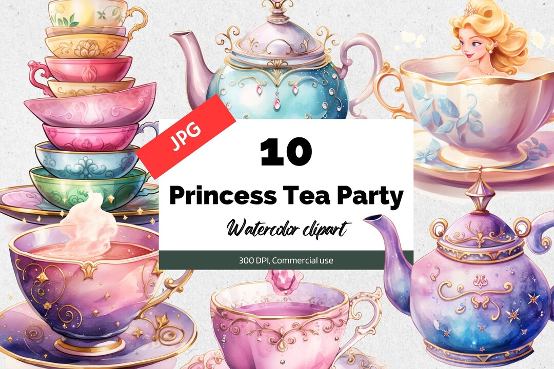 Princess Tea Party Clipart, 10 High Quality Jpgs, Commercial Use ...