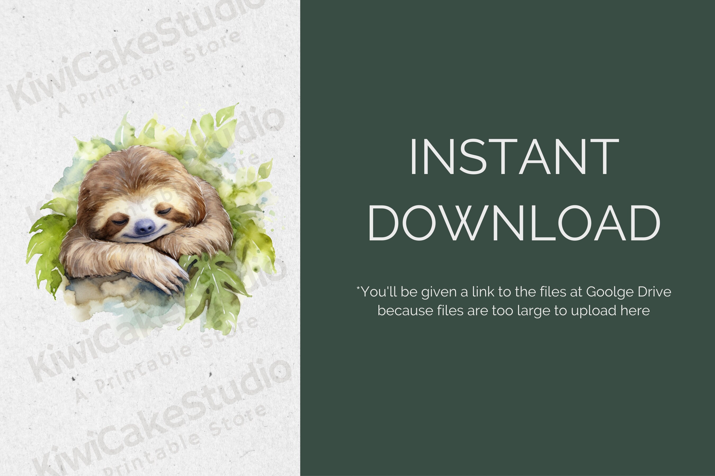 Watercolor Sloths Clipart, High Quality Jpgs, Commercial Use, Digital ...