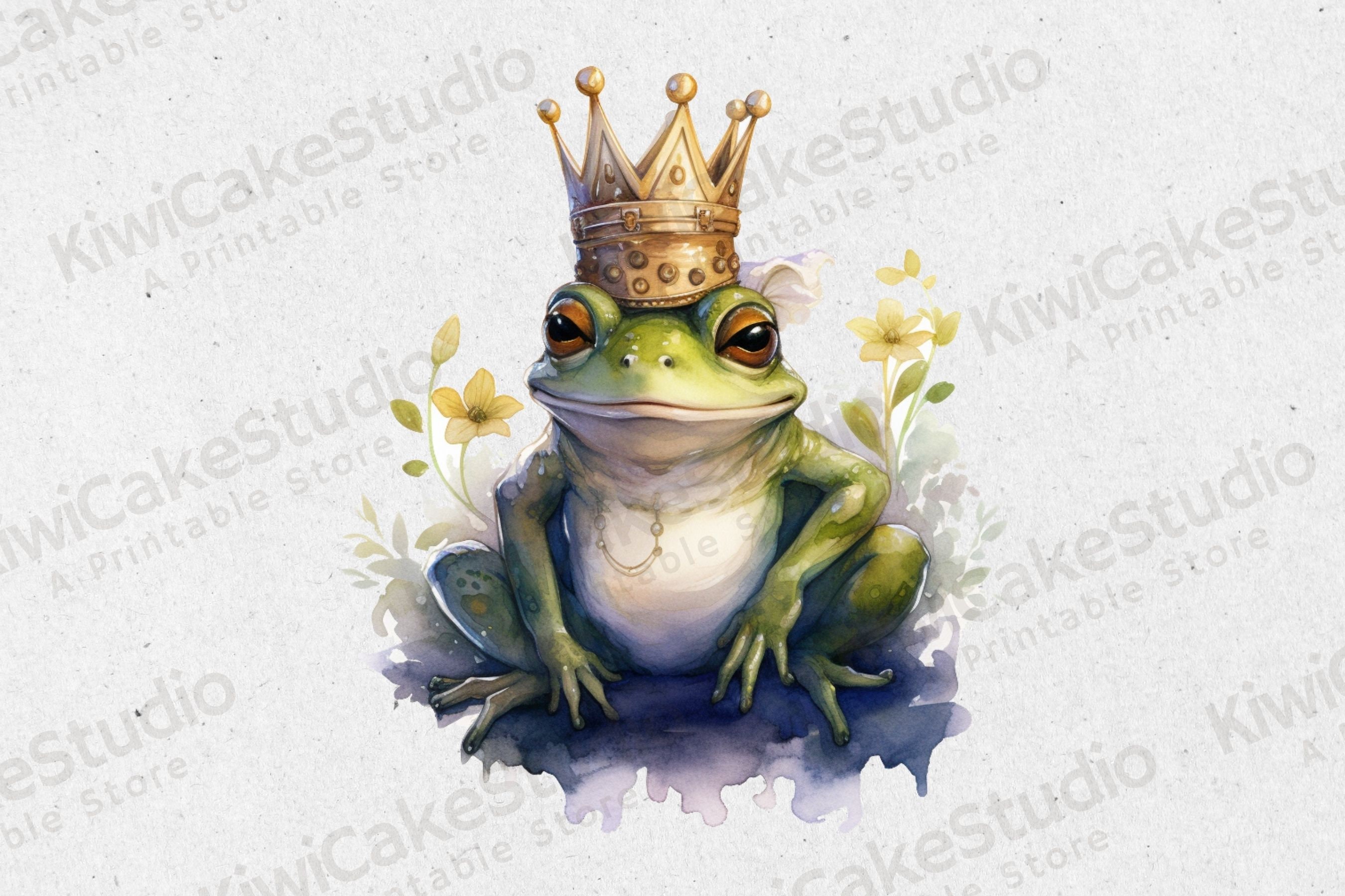 Watercolor Frog Prince Clipart, 10 High Quality Jpgs, Commercial Use ...