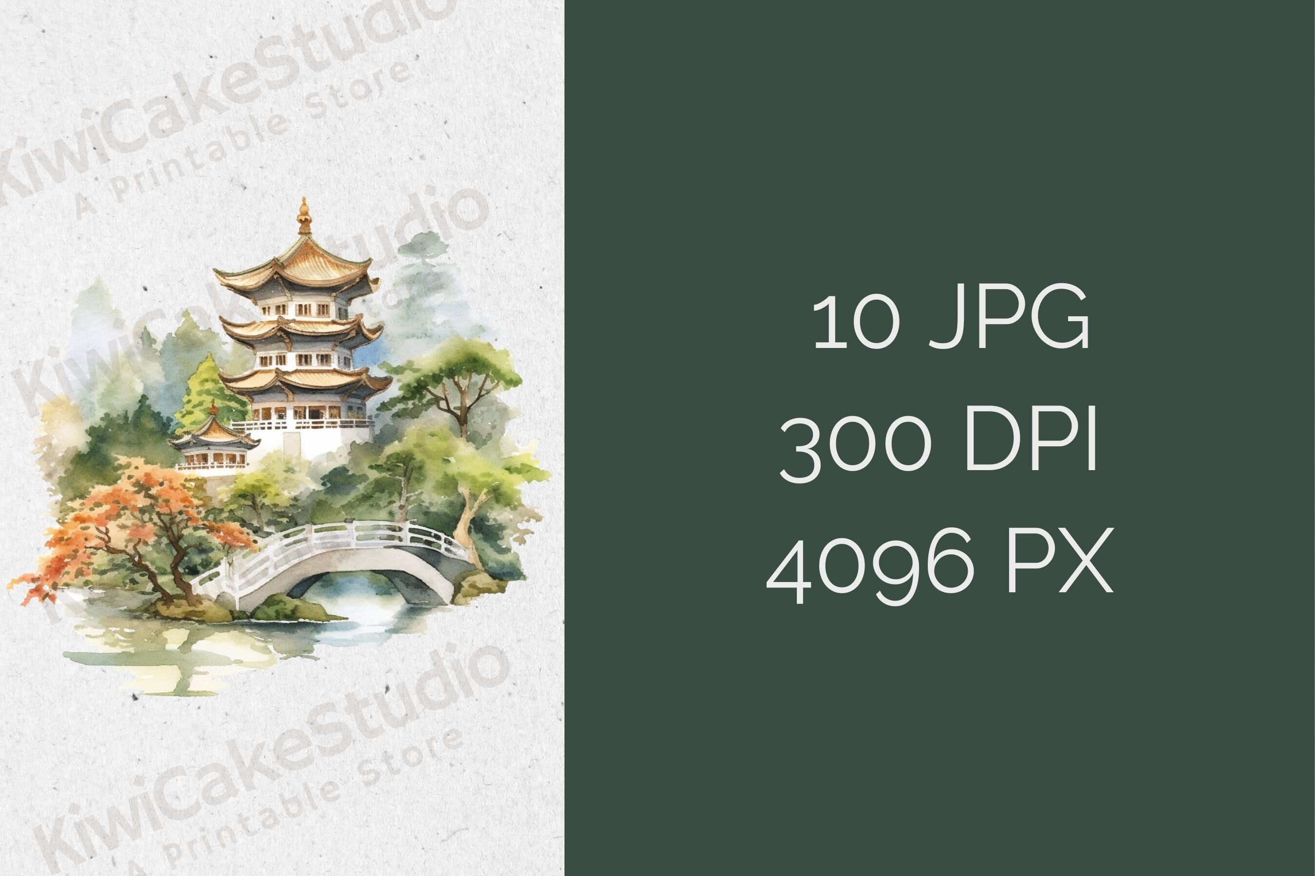 Ancient China Watercolor Clipart, 10 High Quality Jpgs, Commercial Use ...