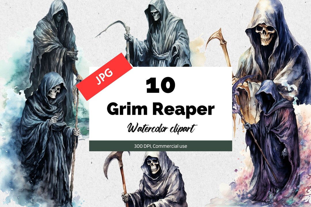 Halloween Grim Reaper Clipart, 10 High Quality Jpgs, Commercial Use ...