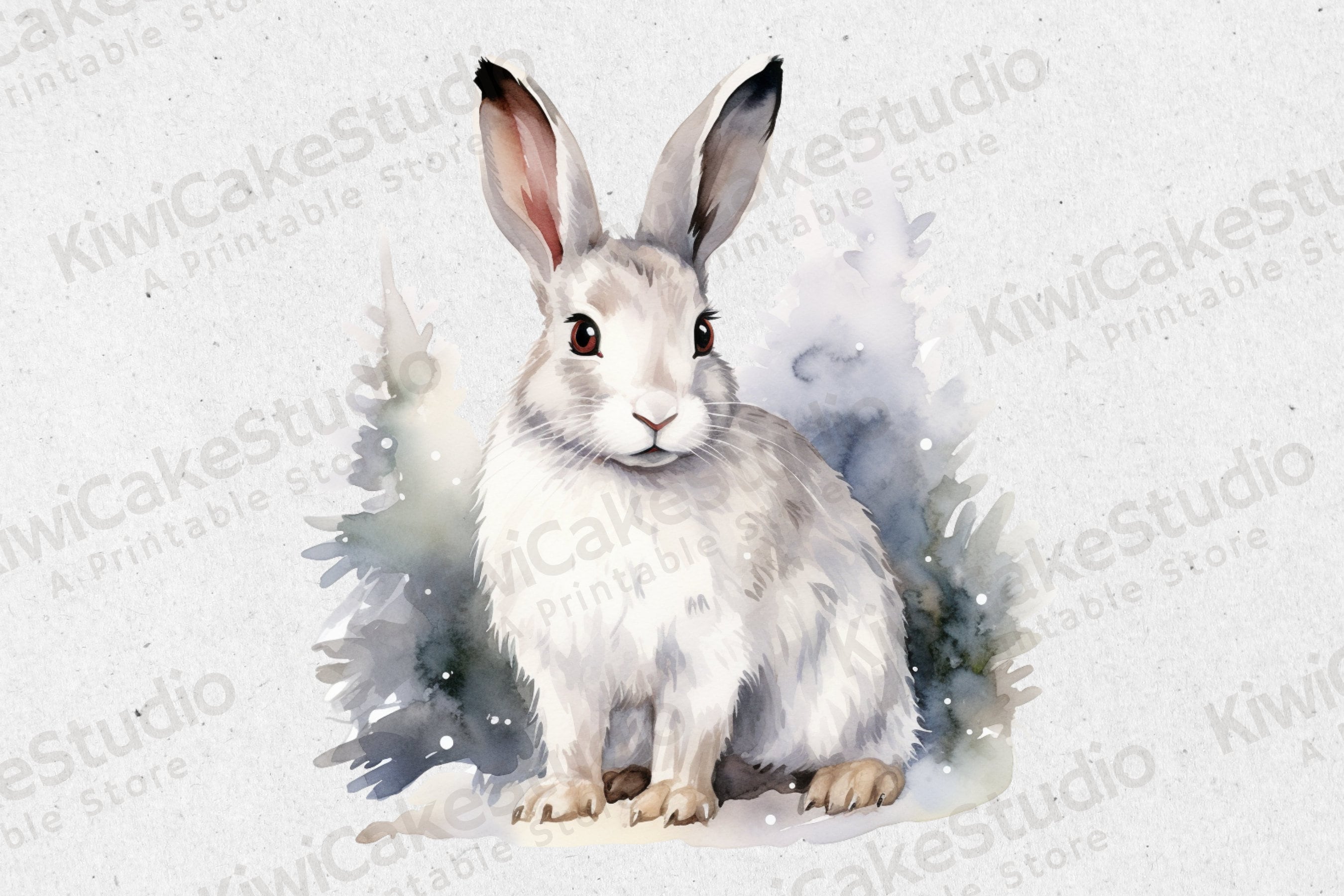 Watercolor Snow Hare Clipart, 10 High Quality Jpgs, Card Making ...