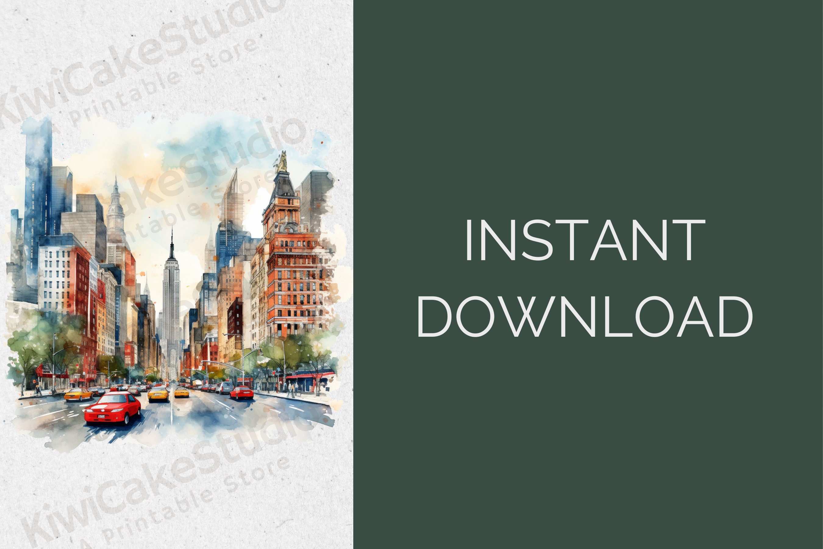 Watercolor New York City Clipart, 10 High Quality Jpgs, City Cliparts ...