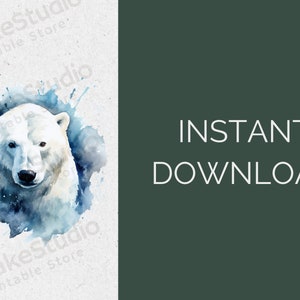 Watercolor Polar Bear Clipart, 10 High Quality Clipart, Card Making ...